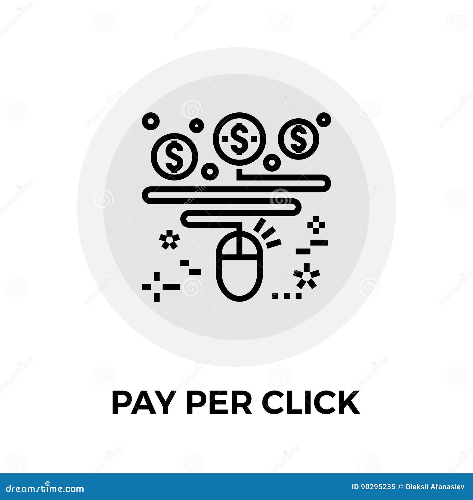 Pay Per Click Line Icon stock vector. Illustration of coin - 90295235