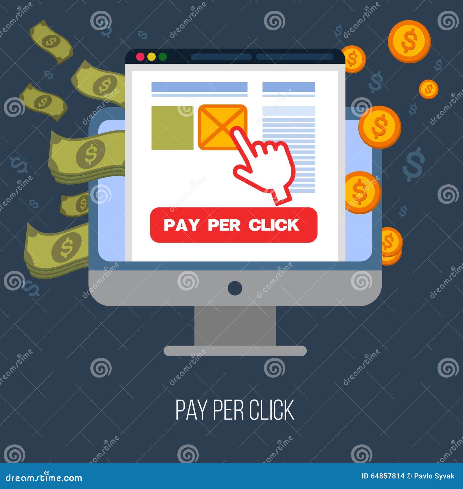 Pay Per Click Mobile Advertising Concept Stock Vector - Illustration of ...