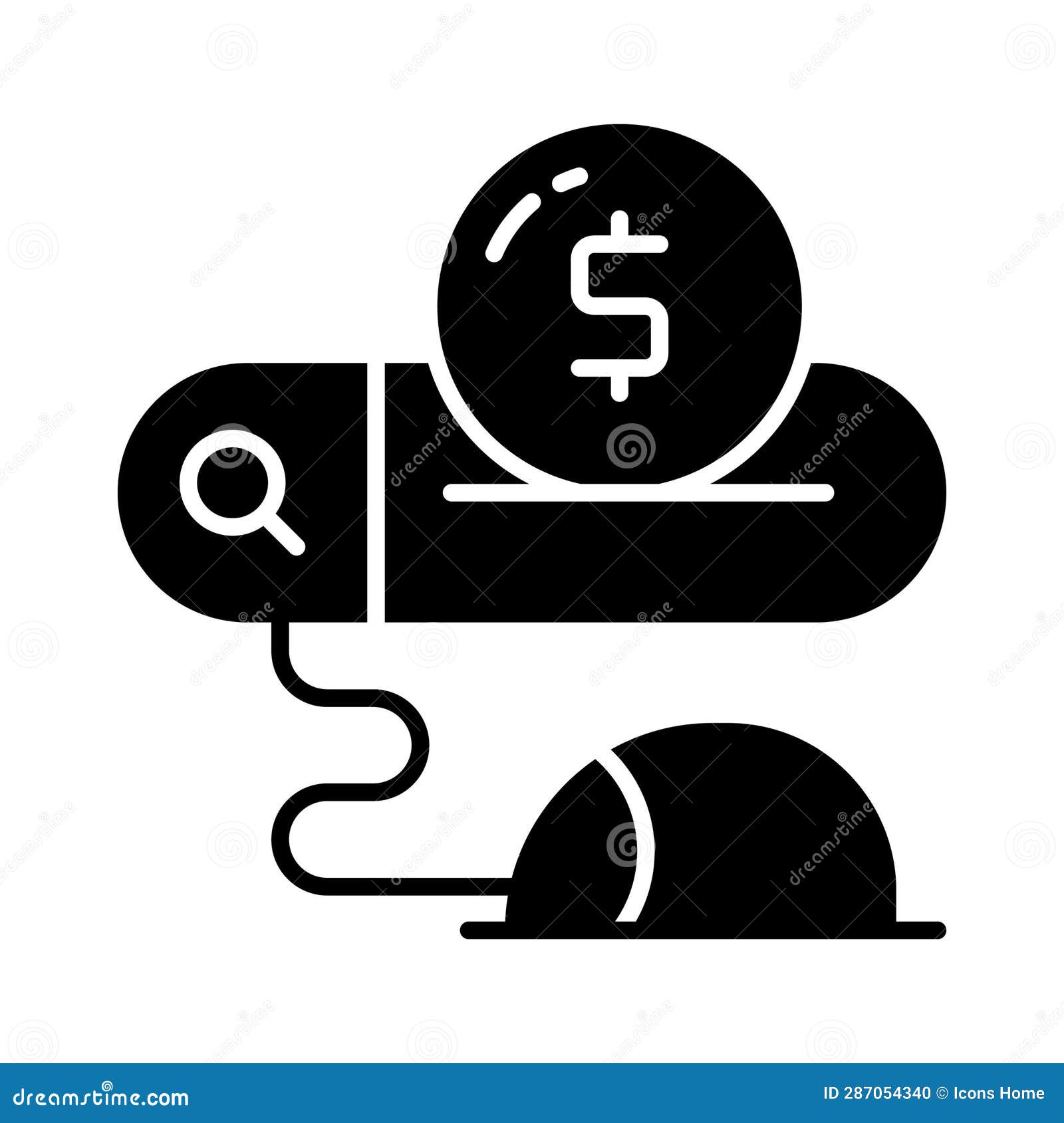 Pay Per Click, Mouse with Search Oar and Dollar, Ppc or Cost Per Click ...