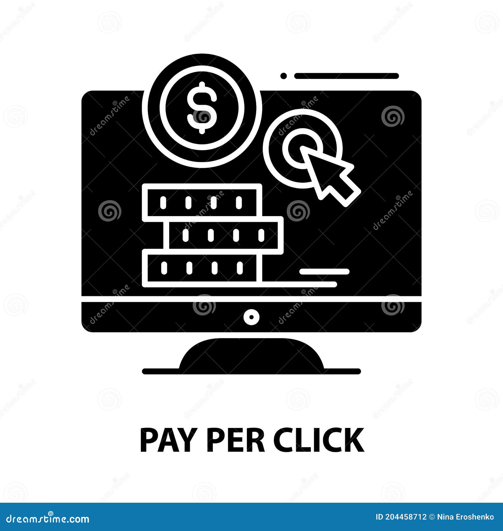 Pay Per Click Symbol Icon, Black Vector Sign with Editable Strokes ...