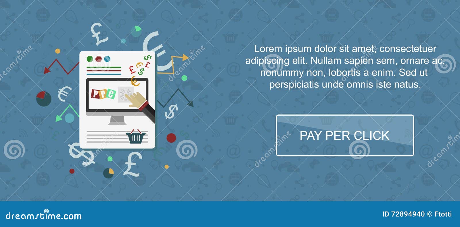 Pay Per Click Website Banner. Stock Vector - Illustration of internet ...