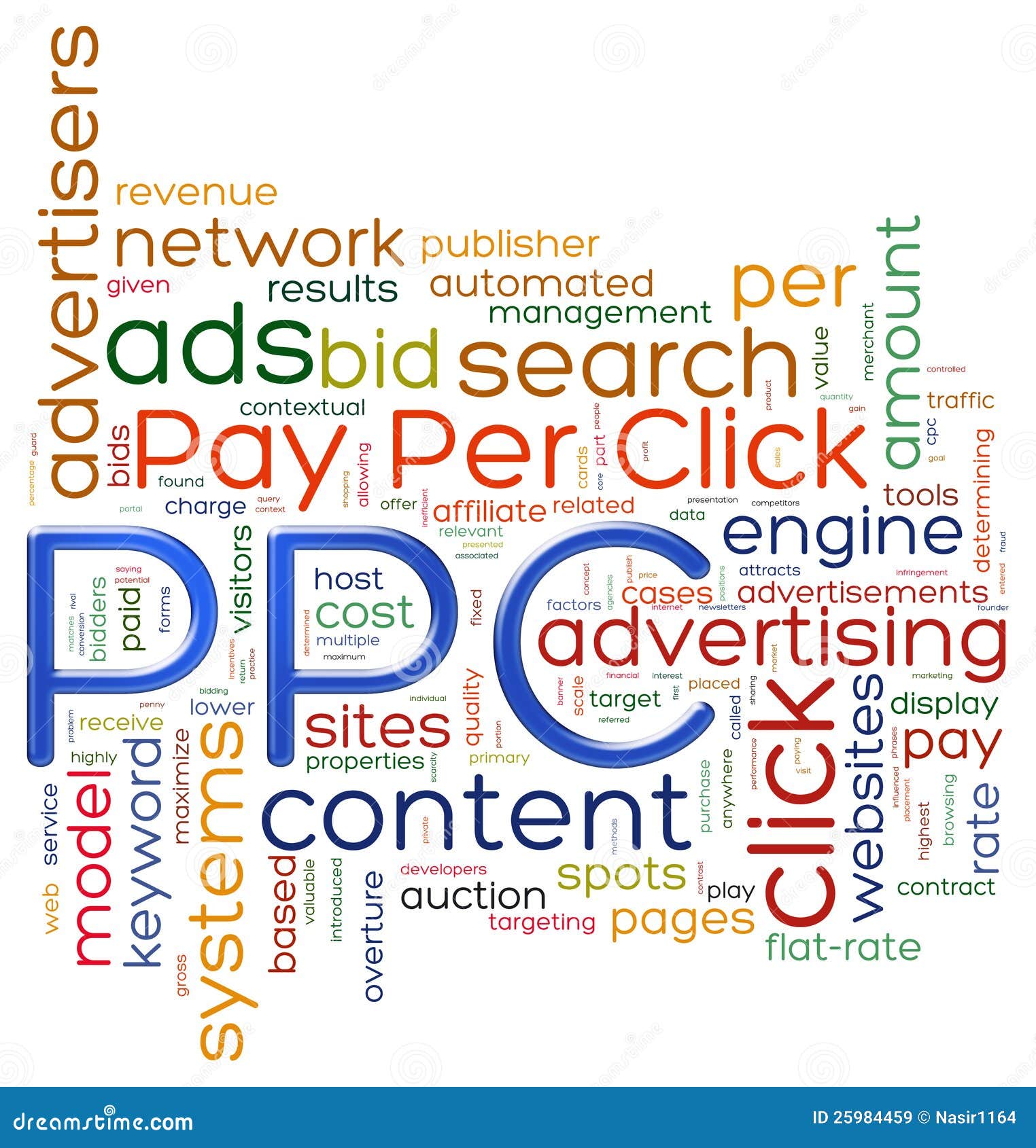 Pay per click word tags stock illustration. Illustration of performance ...