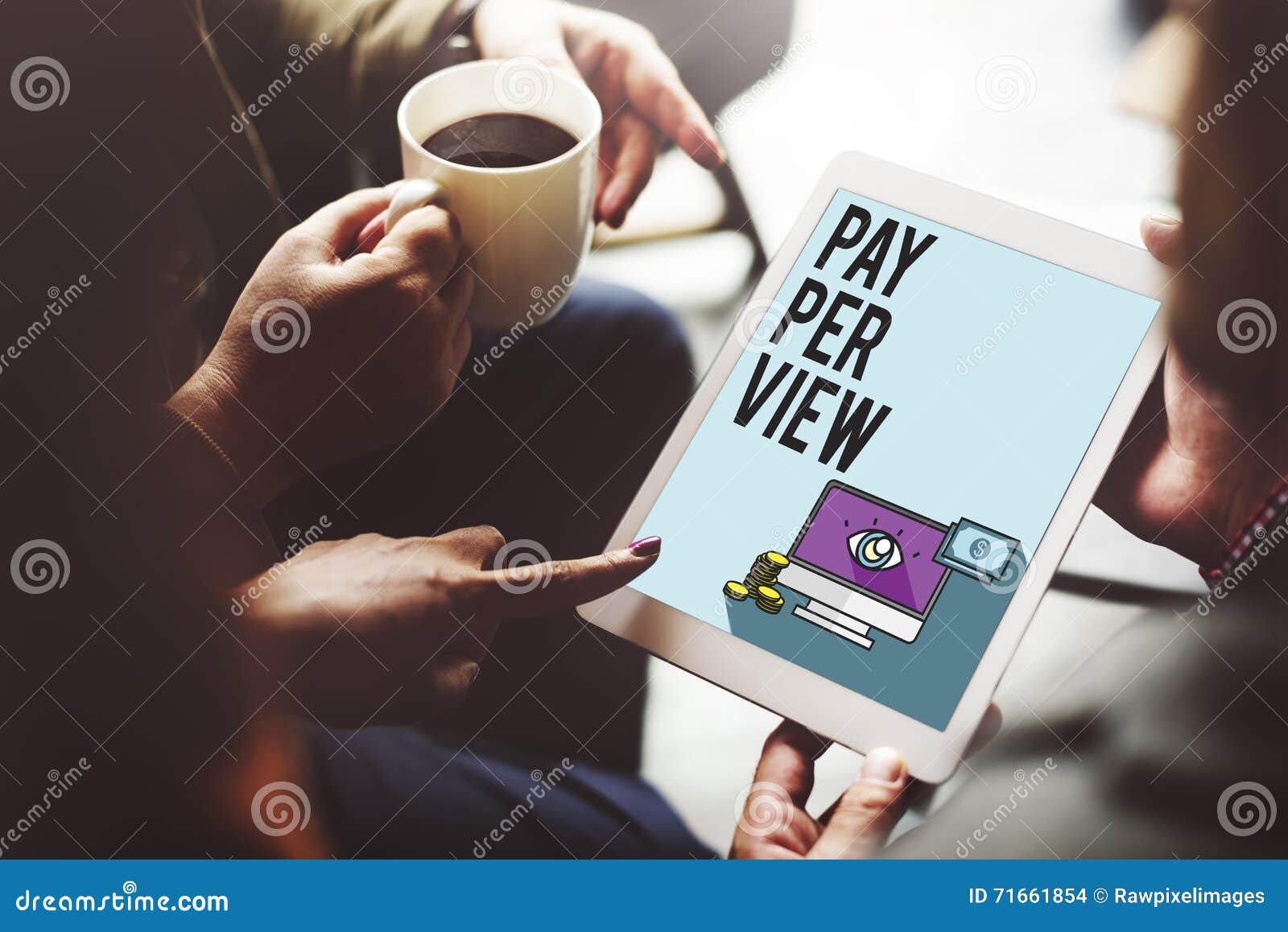 Pay-Per-View Content Magnifier Observation Concept Stock Photo - Image ...