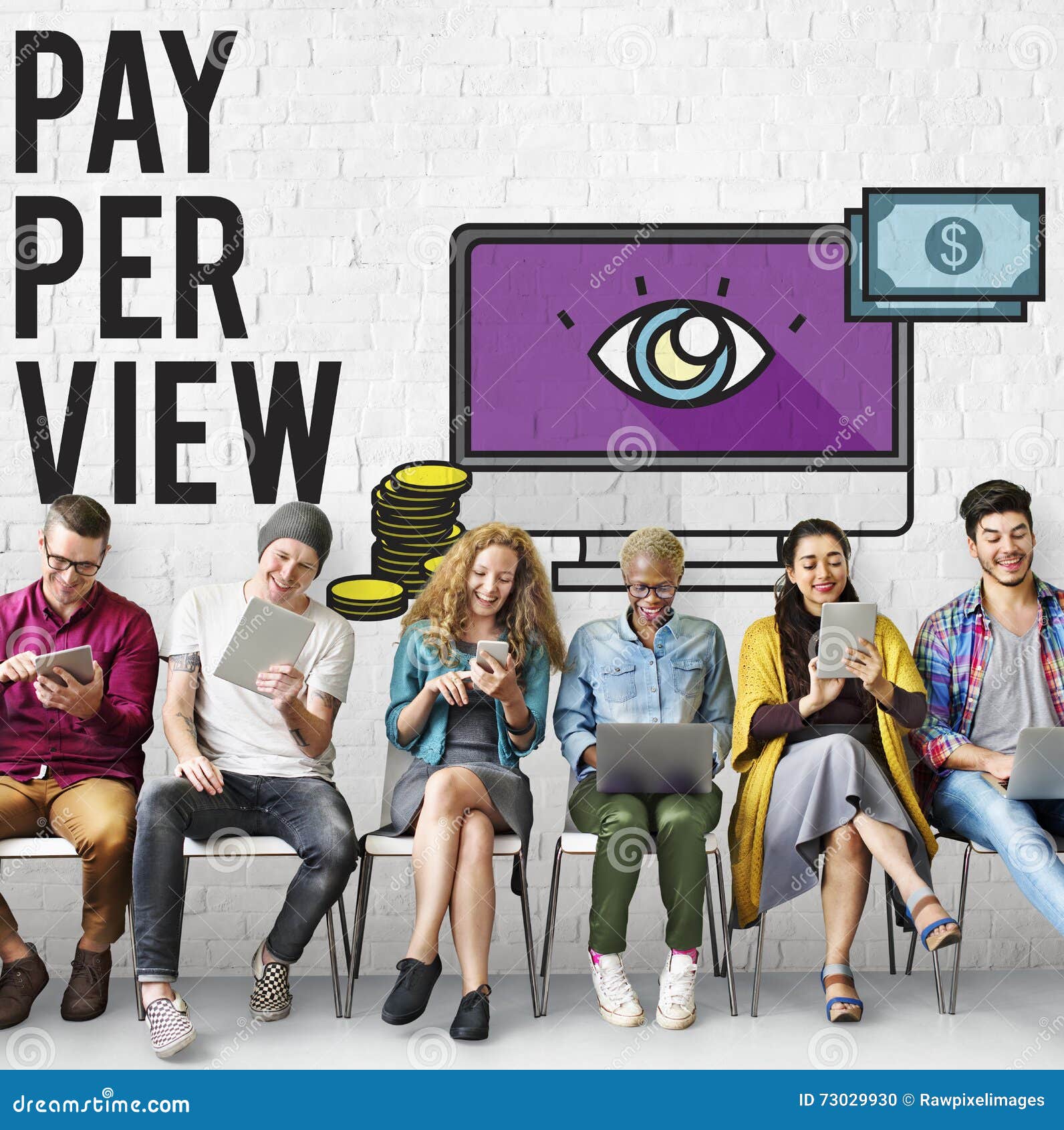 Pay-Per-View Content Magnifier Observation Concept Stock Photo - Image ...