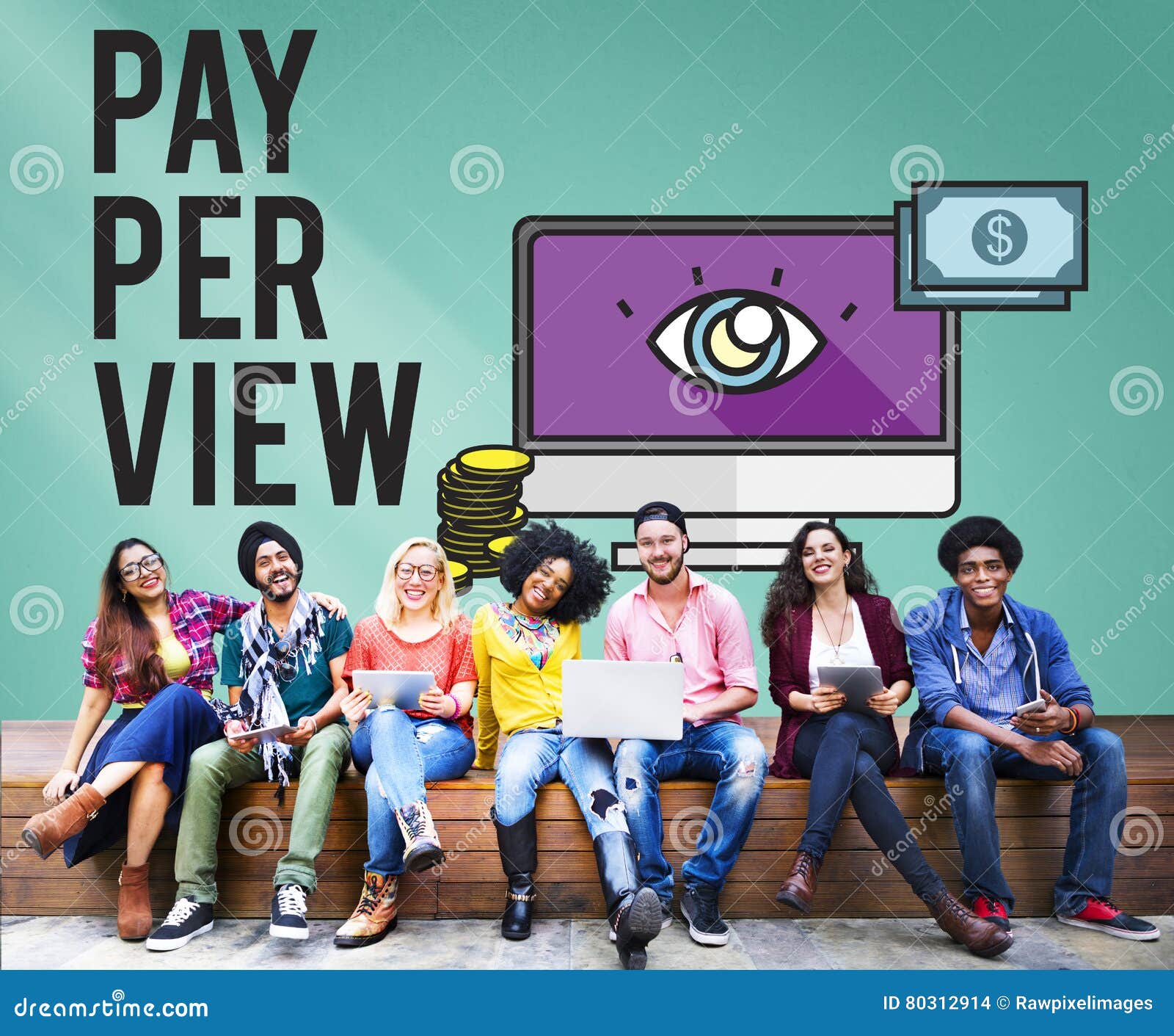 Pay-Per-View Content Magnifier Observation Concept Stock Photo - Image ...