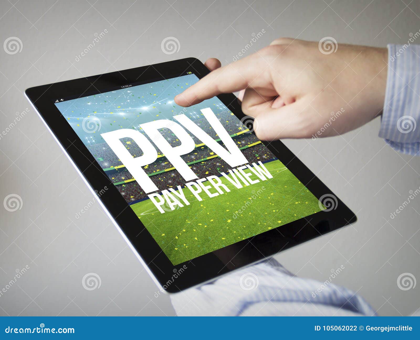 Pay per view on a tablet stock photo. Image of interactive - 105062022