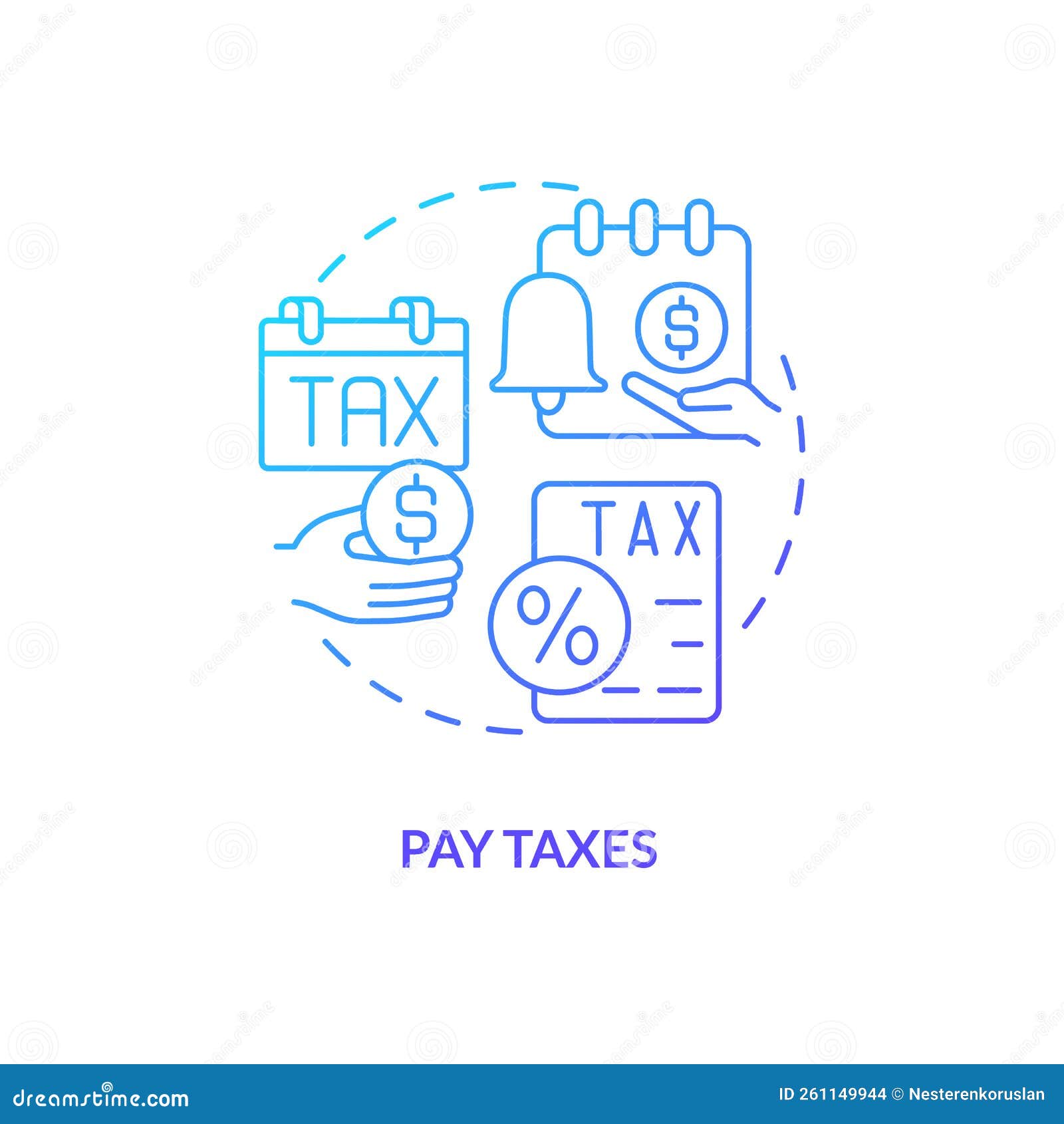 Pay Taxes Blue Gradient Concept Icon Stock Vector - Illustration of file, withholding: 261149944