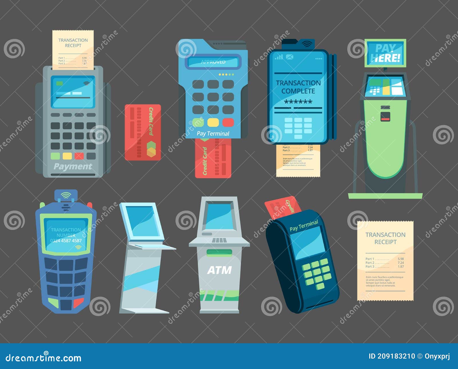 Pay Terminals. Money Checkout Transaction Nfc Module for Card Payment ...