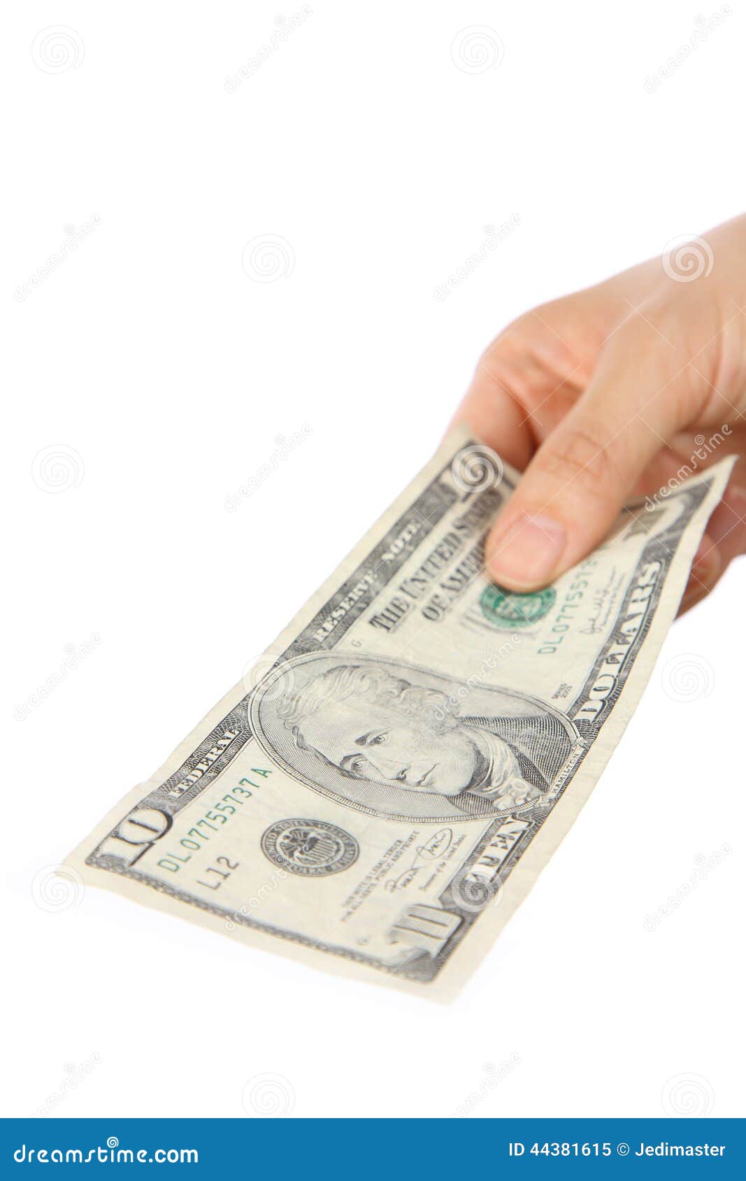 Pay a U.S. 10 doller bill stock image. Image of isolated - 44381615
