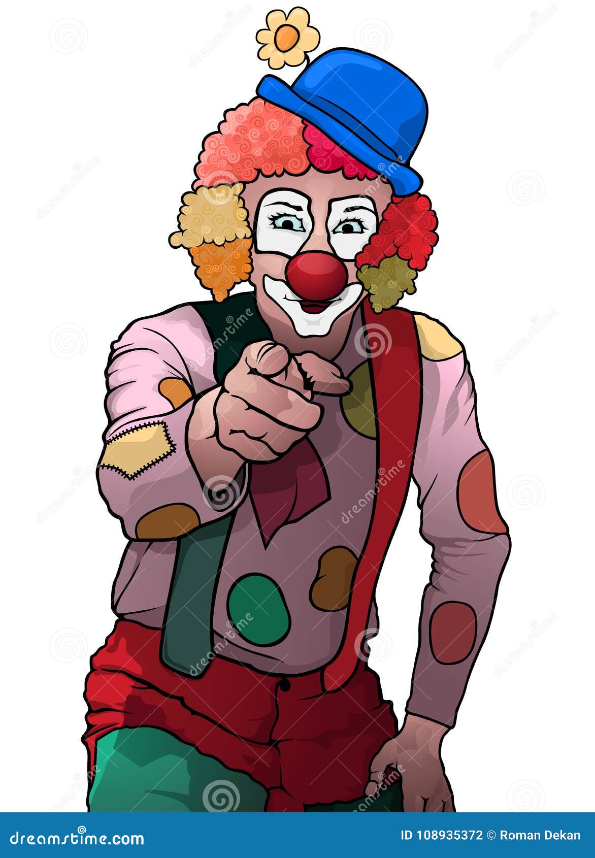 Payaso Alegre Pointing Del Partido Ilustración del Vector - Ilustración ...