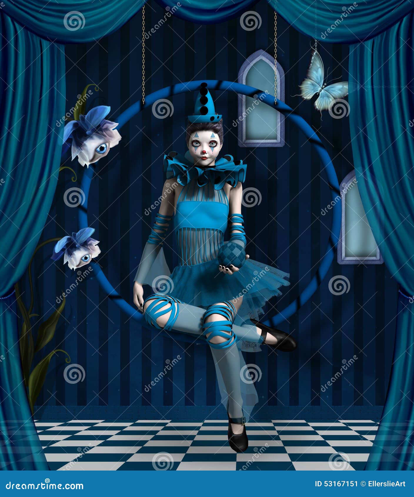 Payaso azul stock de ilustración. Ilustración de sombrero - 53167151