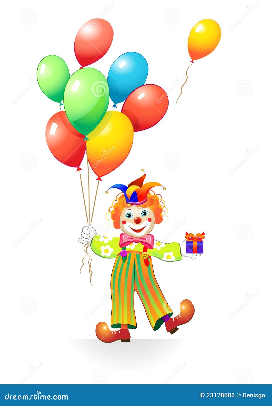 Payaso Divertido Con Los Globos Y El Regalo Imagen de archivo libre de ...
