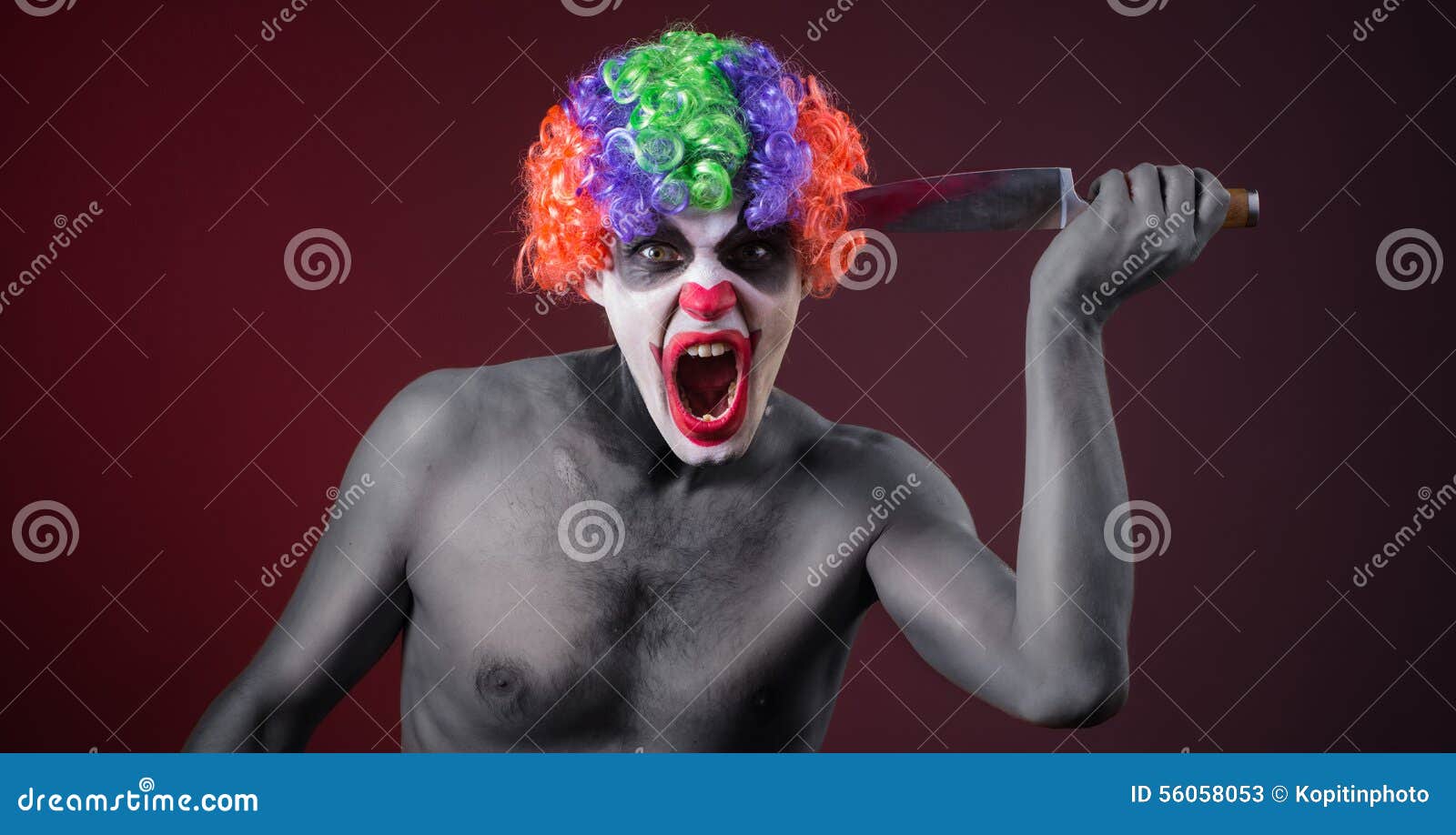 Payaso Loco Con Un Cuchillo Imagen de archivo - Imagen de loco ...