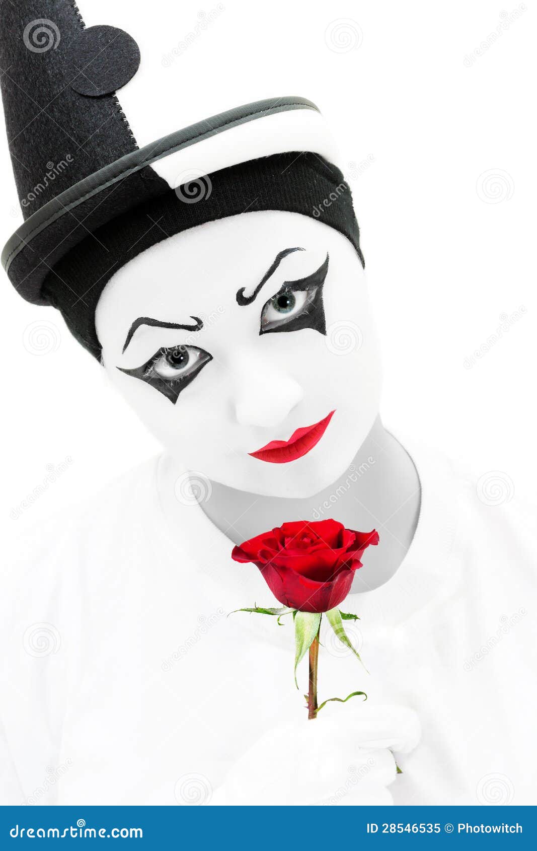 Payaso Triste Con La Rosa Del Rojo Imagen de archivo - Imagen de ...