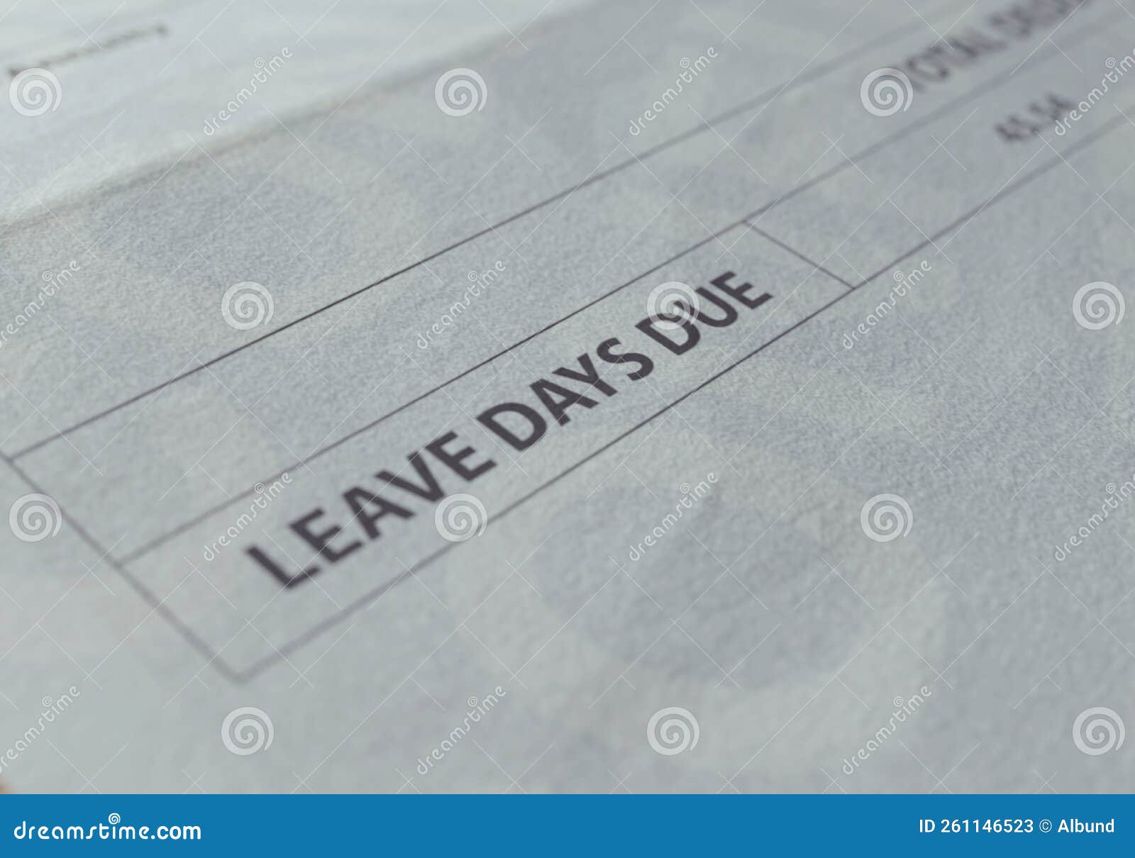 Paycheck Leave Days Due stock illustration. Illustration of document ...