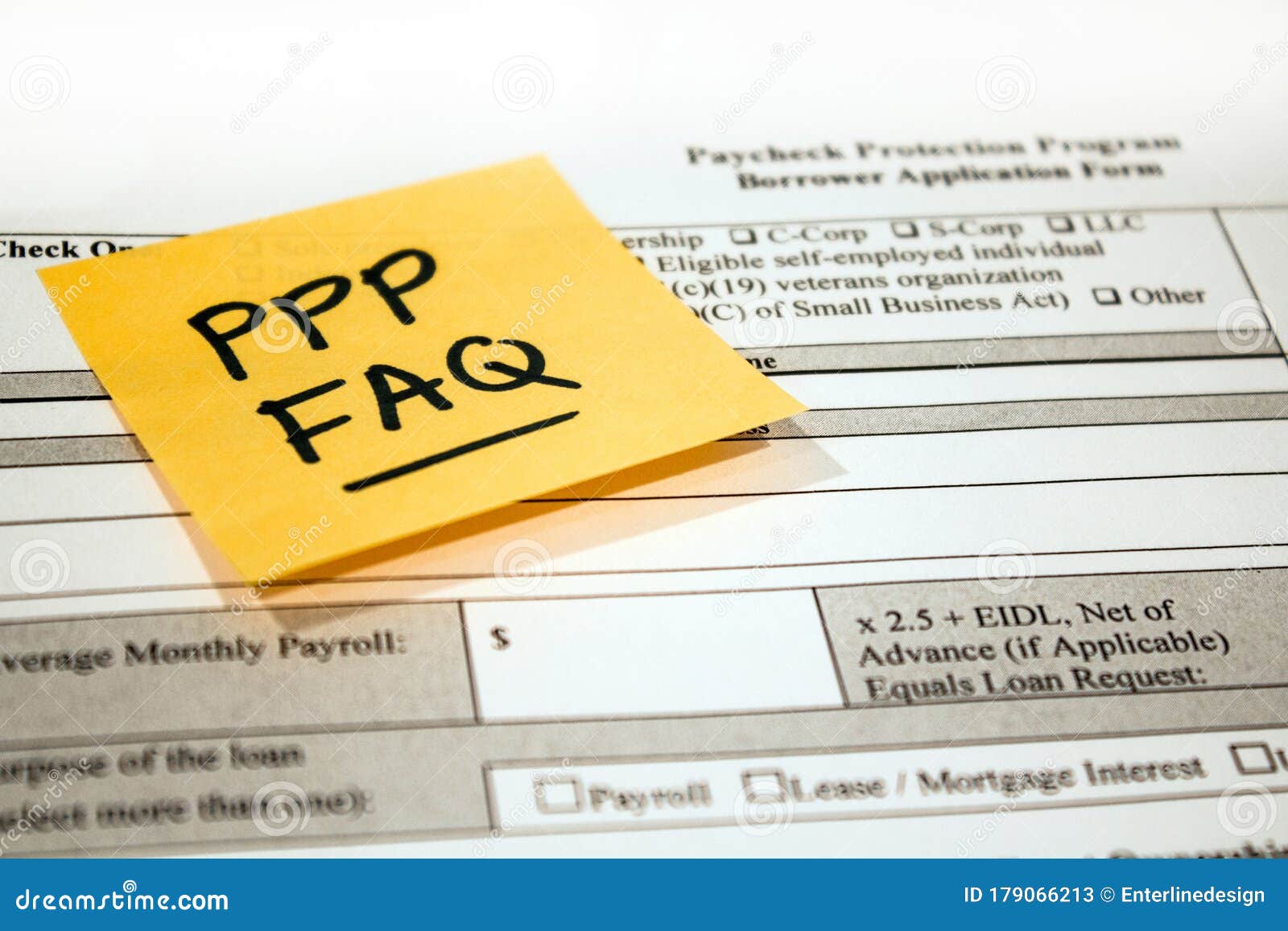 Paycheck Protection Program Application and Reminder Note FAQs Stock ...
