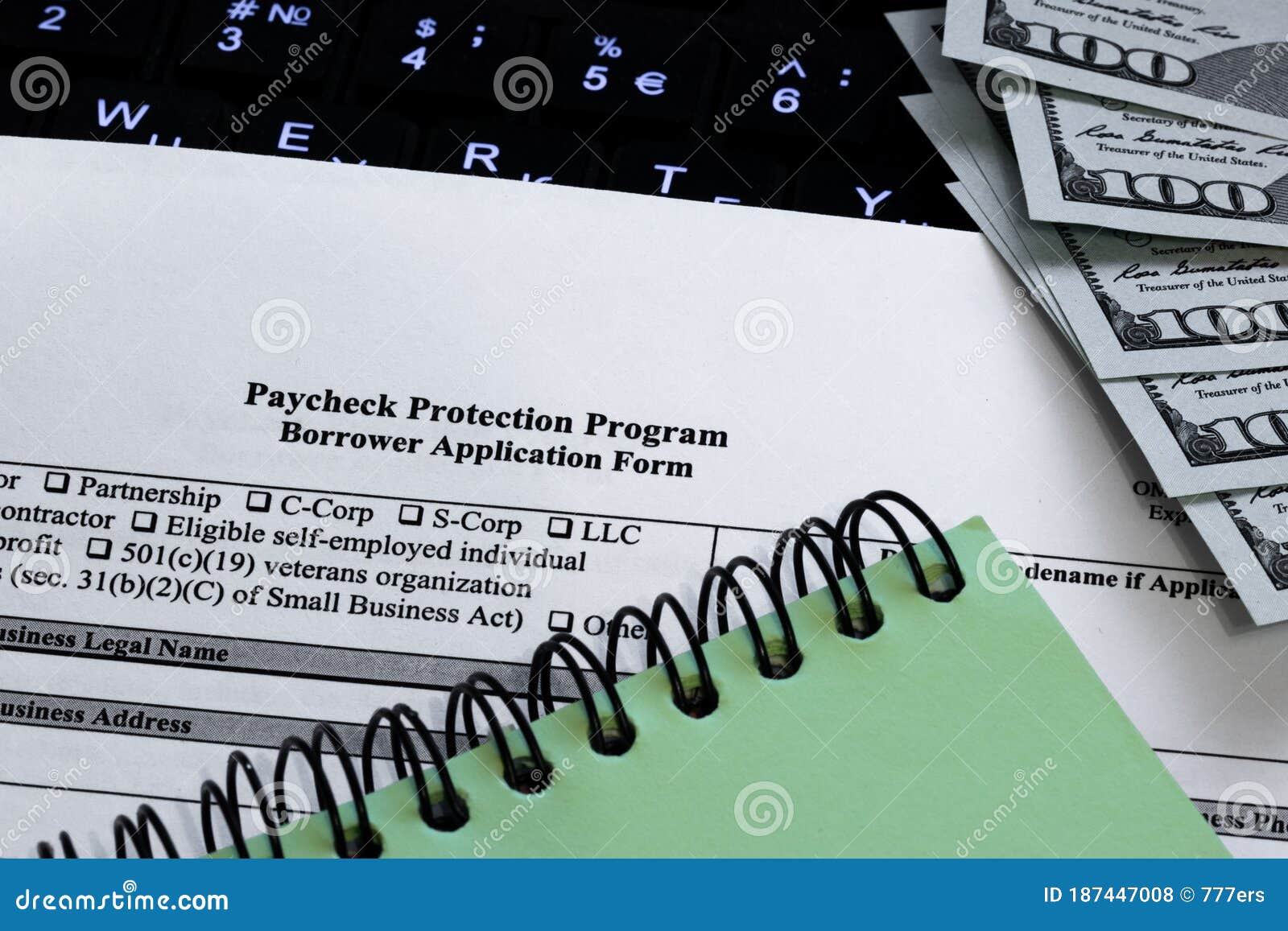 Paycheck Protection Program Borrower Application Form Stock Photo ...