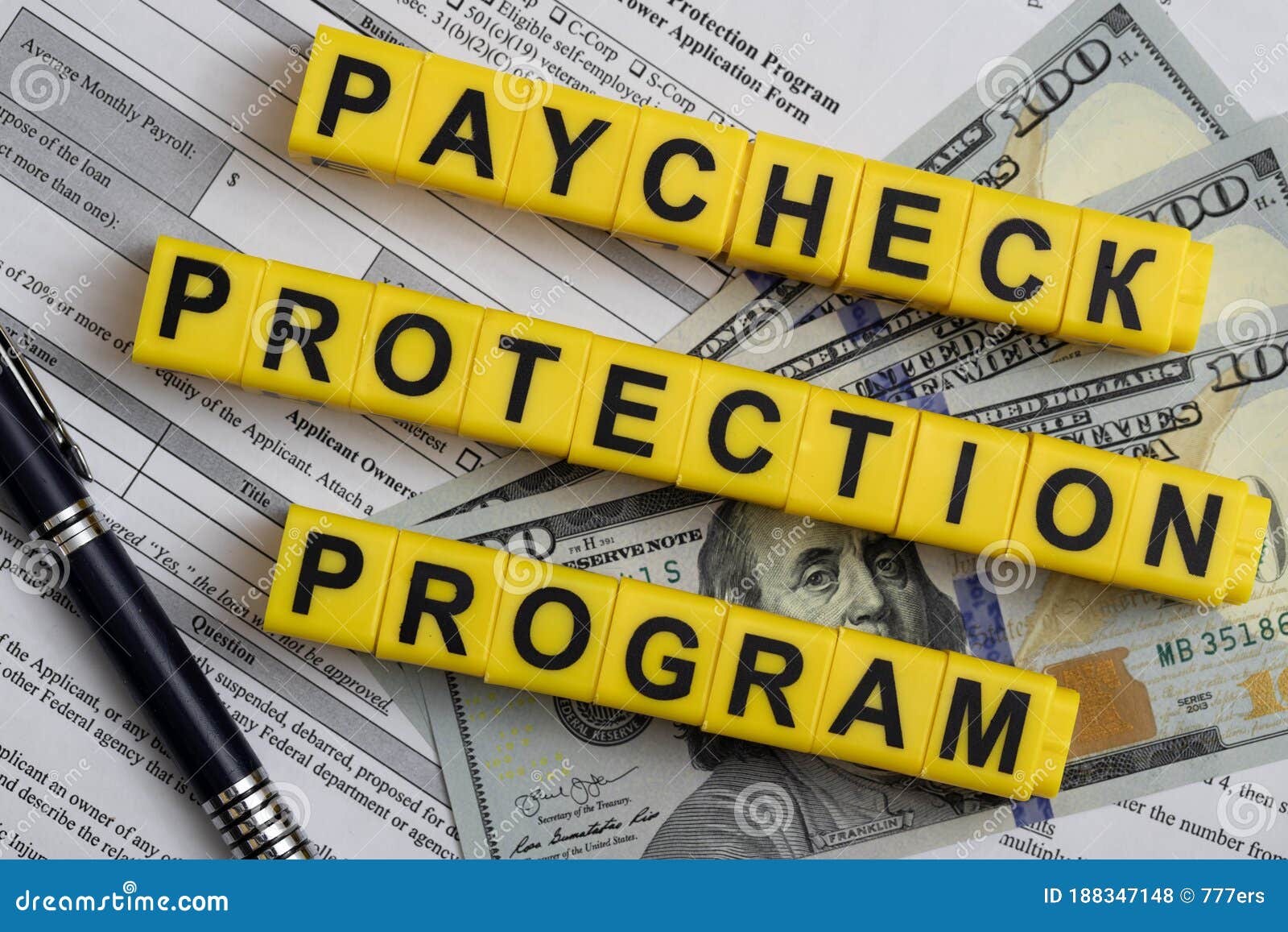 Paycheck Protection Program Borrower Application Form Stock Photo ...