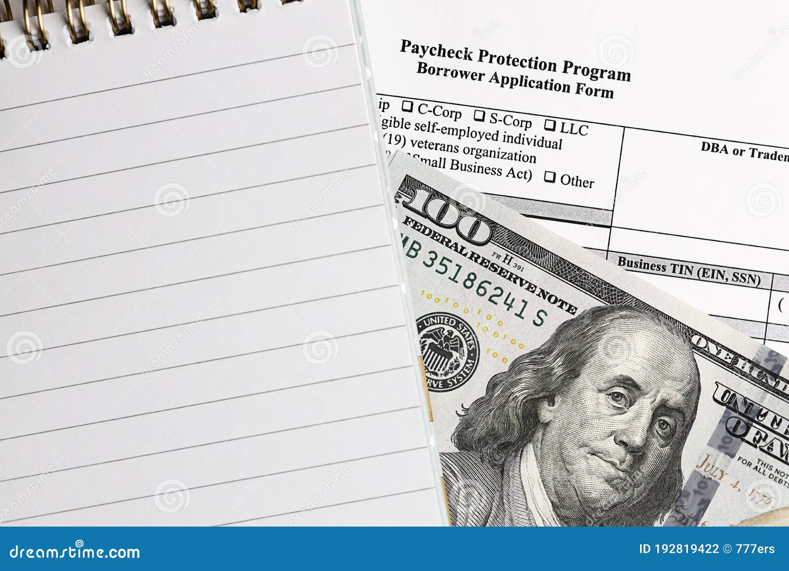 Paycheck Protection Program. Borrower Application Form Stock Photo ...