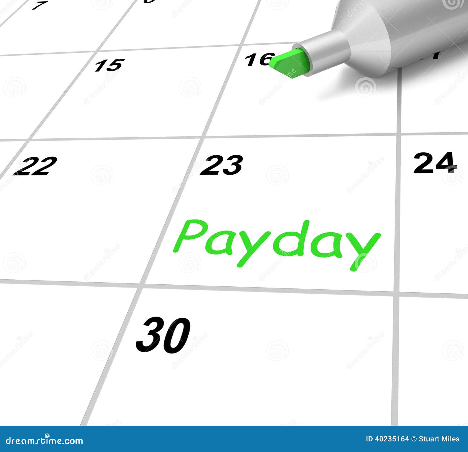 Payday Calendar Means Receiving Income for Stock Illustration ...