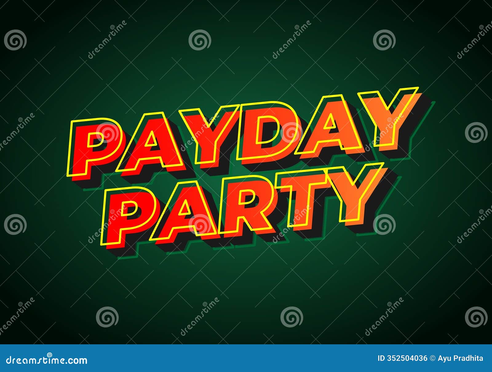 Payday Party. Text Effect for Social Media Ads in 3D Style Stock Vector ...