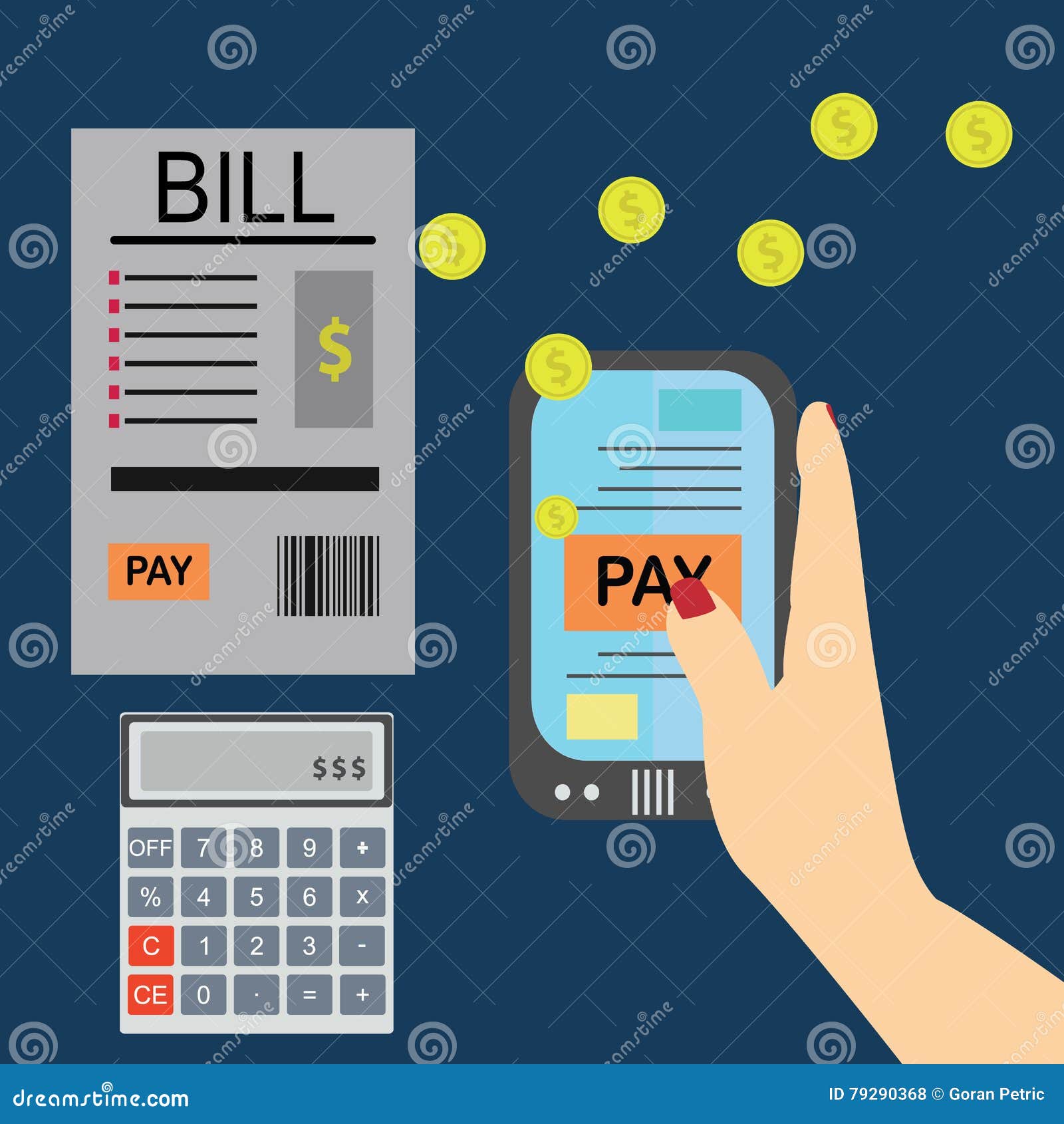 Paying Bills, Hand Holding Bills .Calculator Icon and . Stock ...