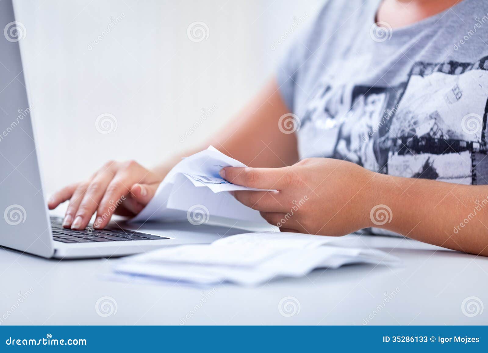 Paying bills from home stock image. Image of investment - 35286133