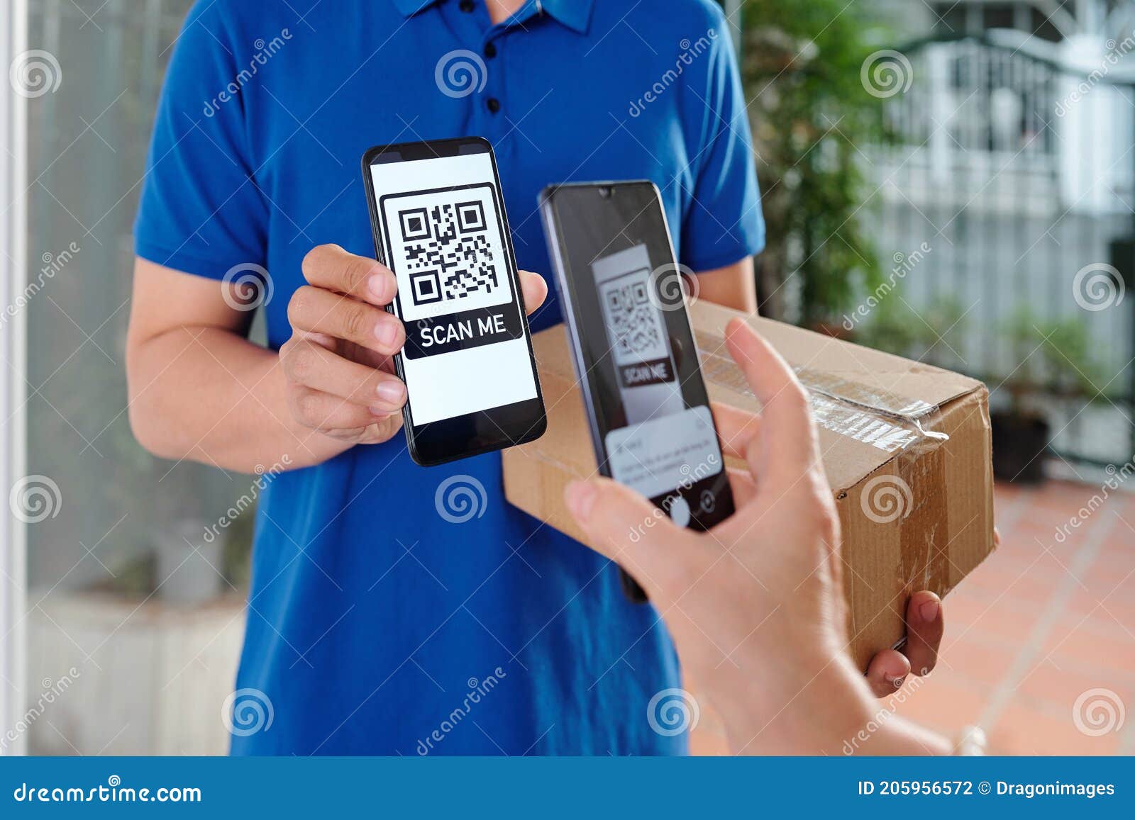 Paying for Delivery Via Mobile App Stock Photo - Image of males ...