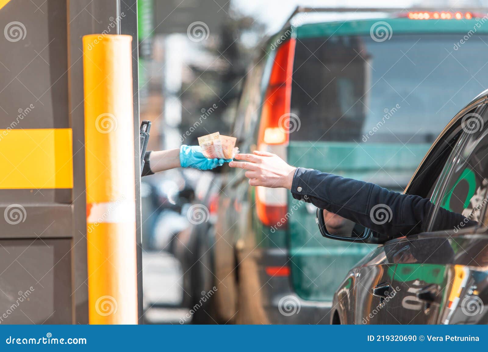 Paying for Fast Food from the Car at Drive-through Stock Photo - Image ...