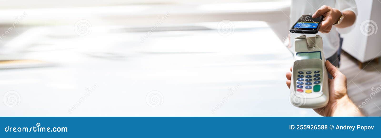 Paying with Mobile Phone To Cashier Stock Photo - Image of device ...