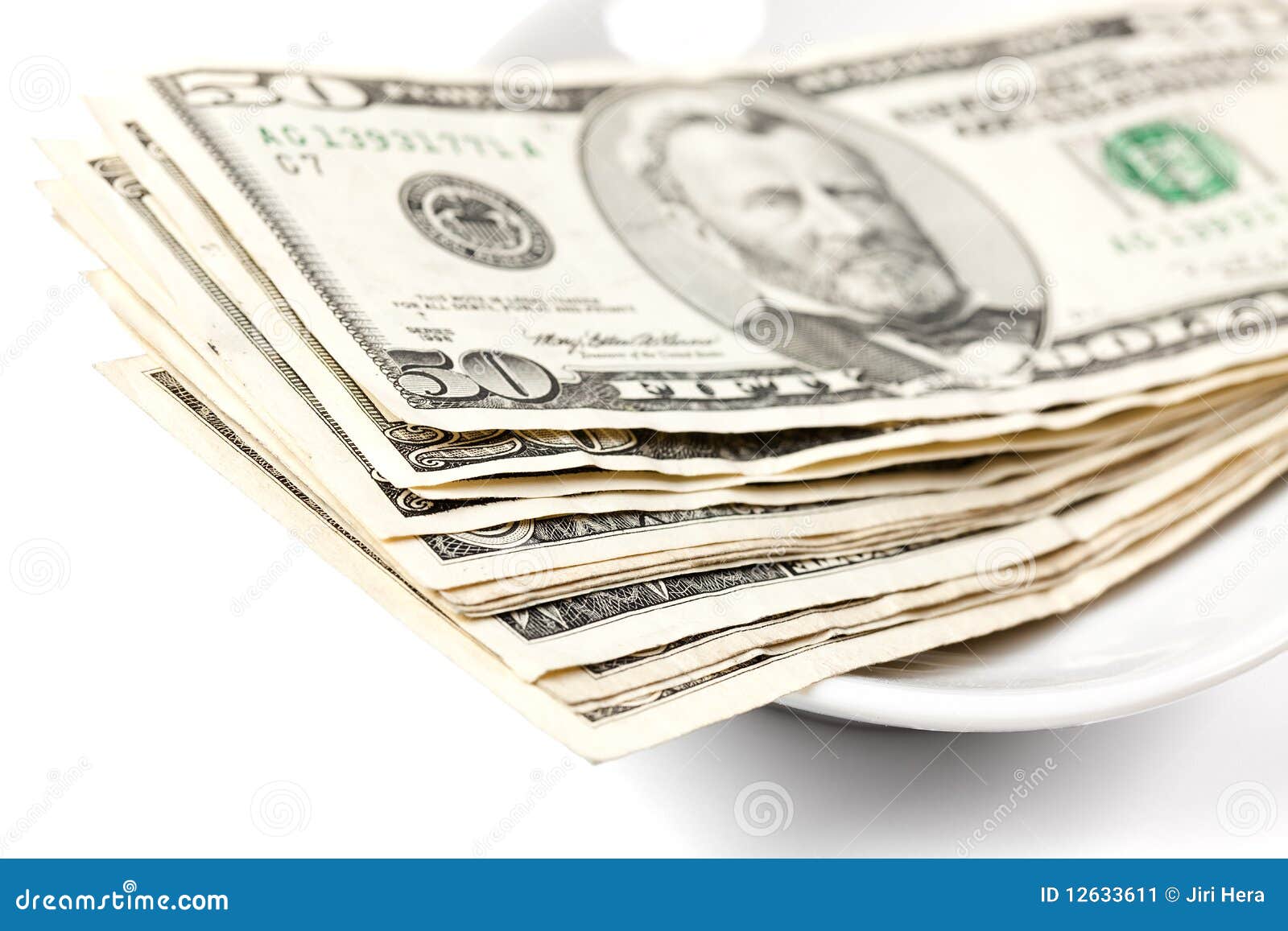 Paying by money on plate stock image. Image of background - 12633611