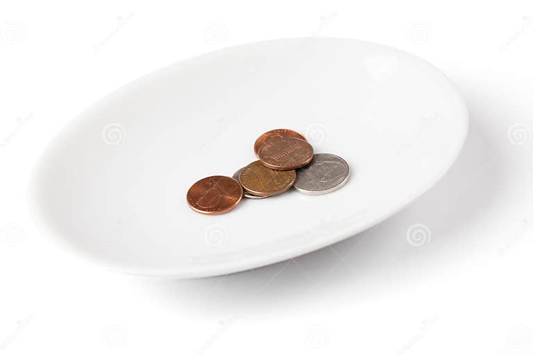 Paying by money on plate stock photo. Image of restaurant - 12633624