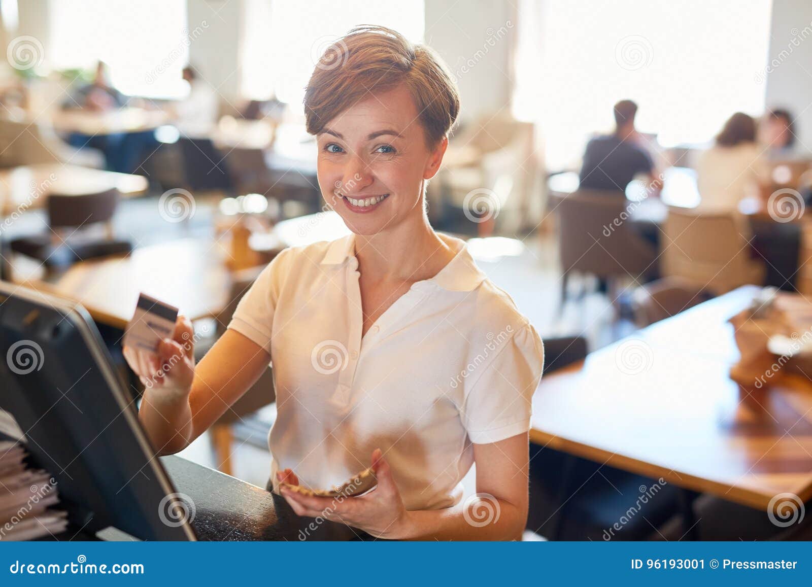 Paying for order stock image. Image of waitress, business - 96193001