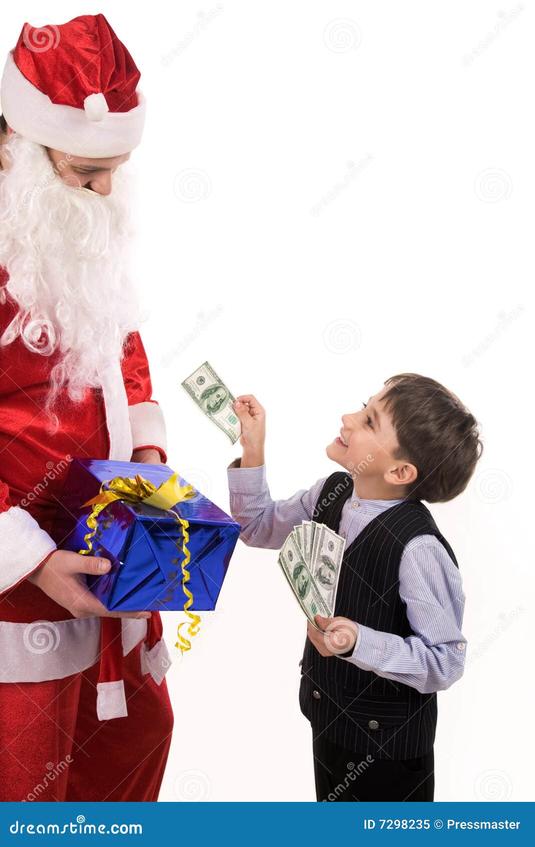 Paying to Santa stock image. Image of banknote, navidad - 7298235