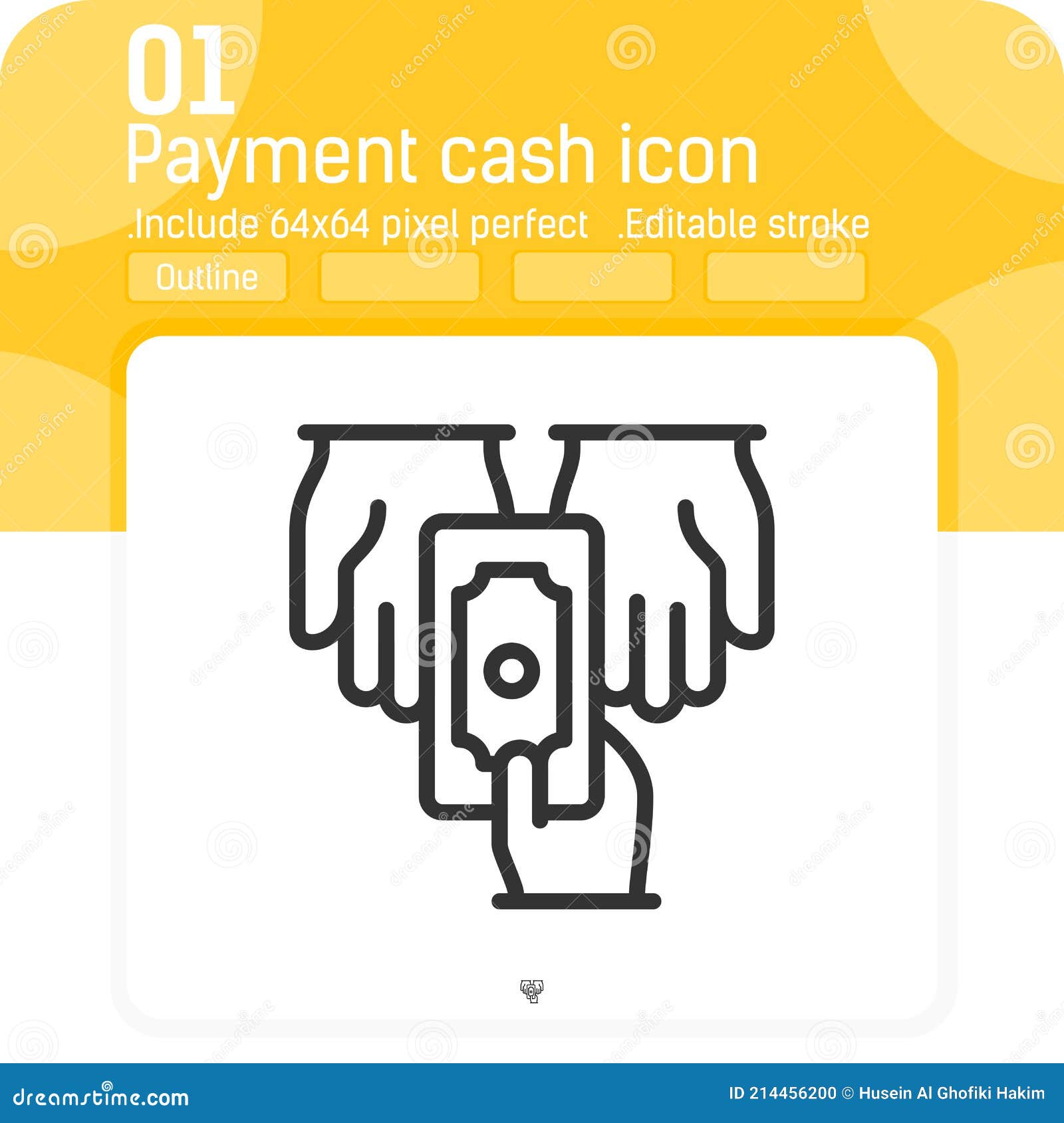 Payment Cash Hand Vector Icon With Line Style Isolated On White ...