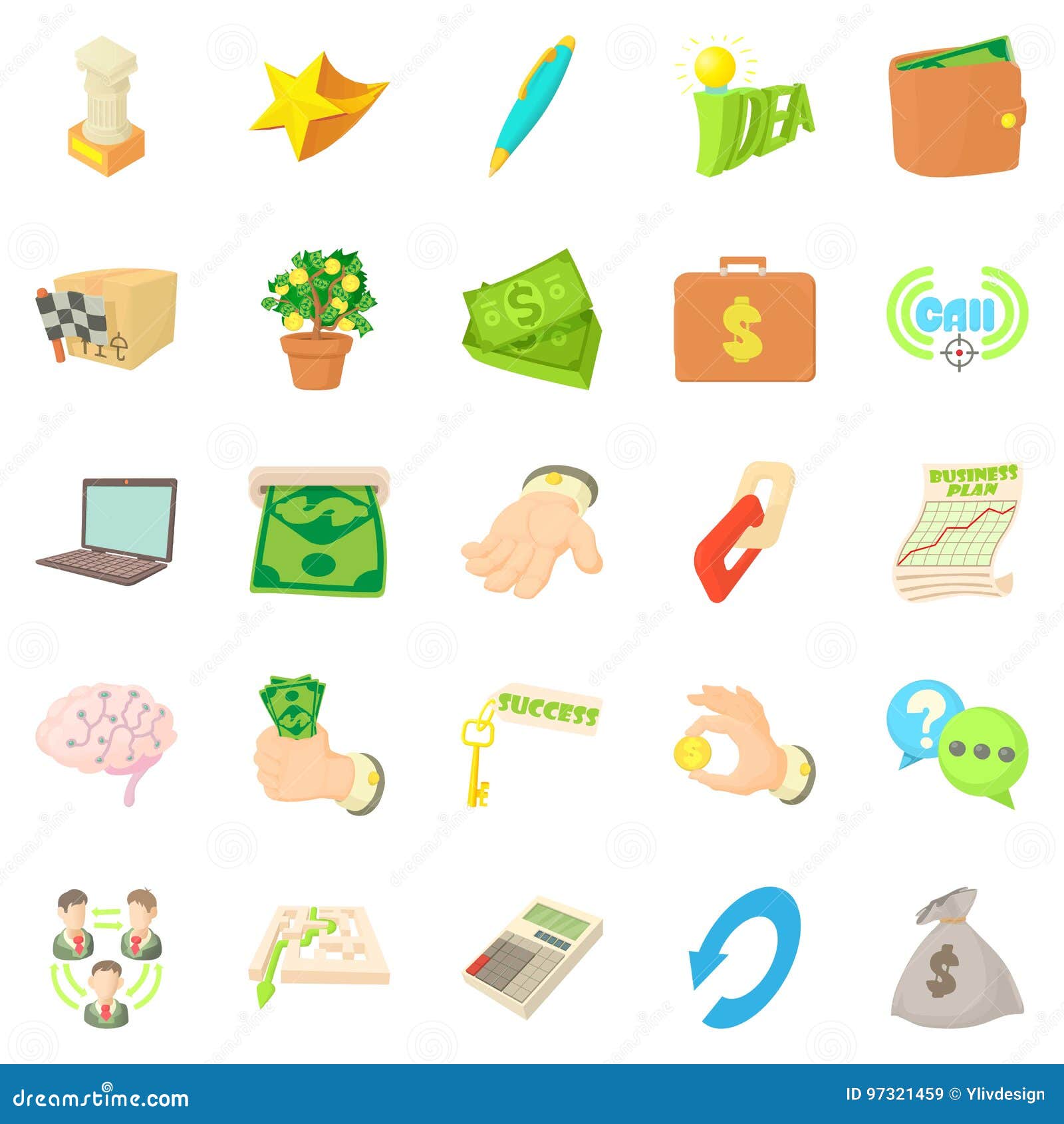 Payment by Cash Icons Set, Cartoon Style Stock Vector - Illustration of ...