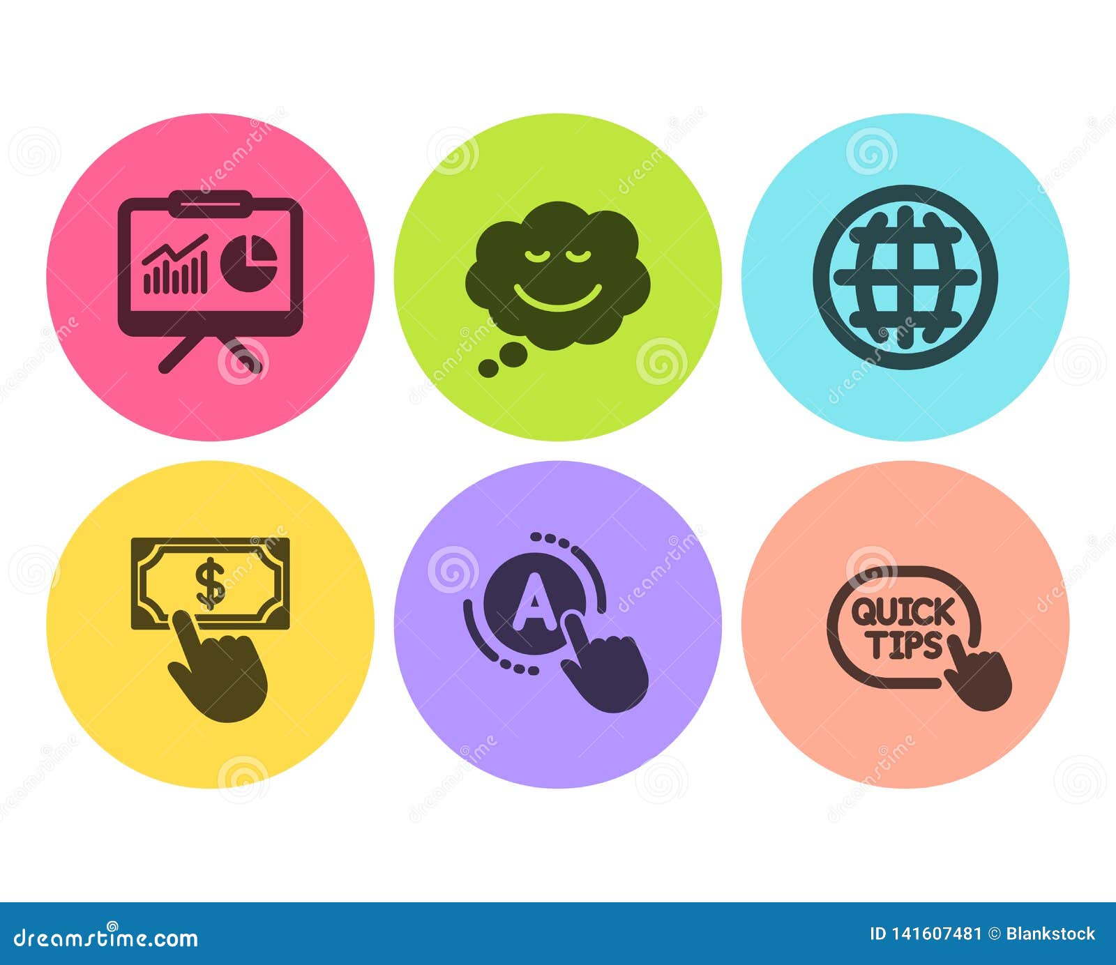 Payment Click, Ab Testing and Globe Icons Set. Speech Bubble ...