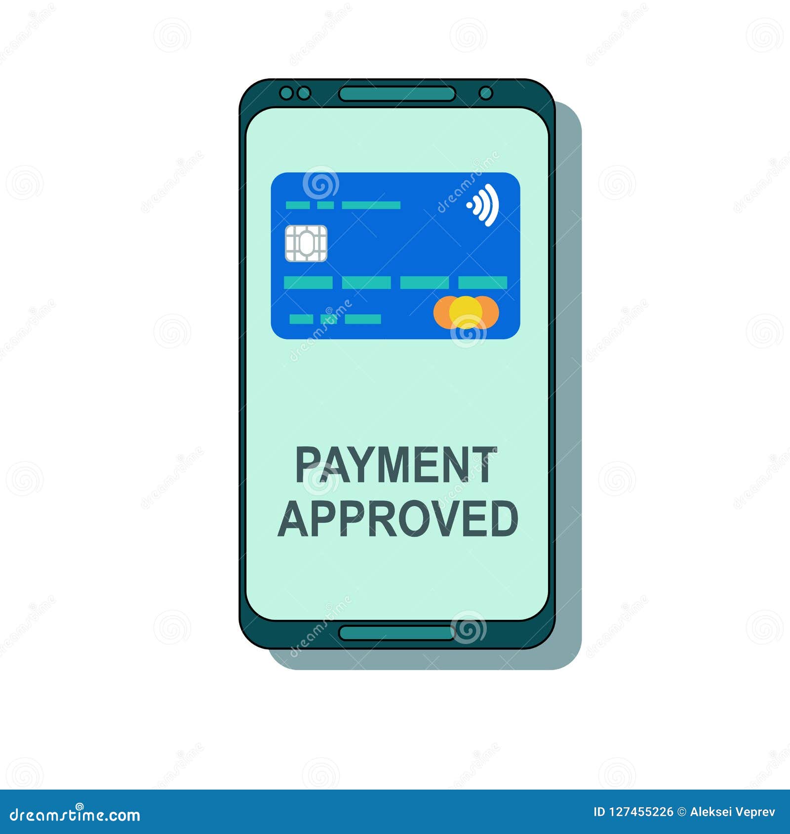 Payment Completed Message on a Mobile Phone Screen. Stock Vector ...