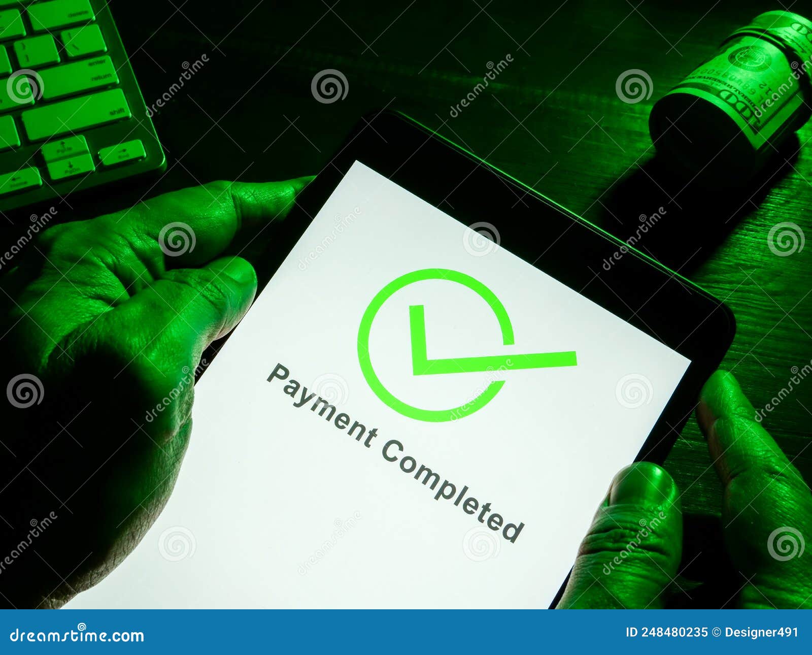 Payment Completed on the Screen As Symbol of Online Transaction. Stock ...