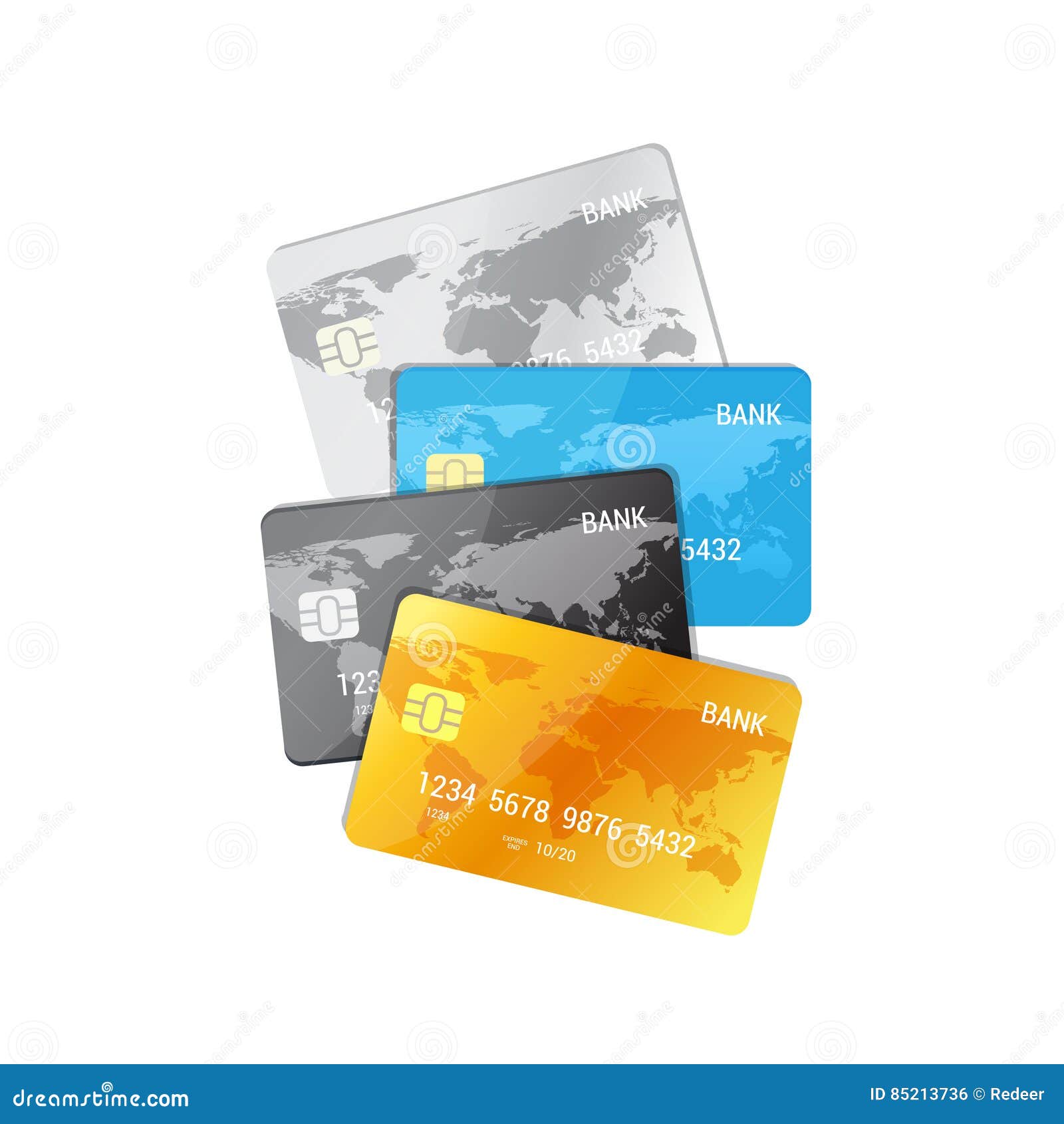 Payment Concept. Set of Credit Cards - Illustration in Flat Style ...