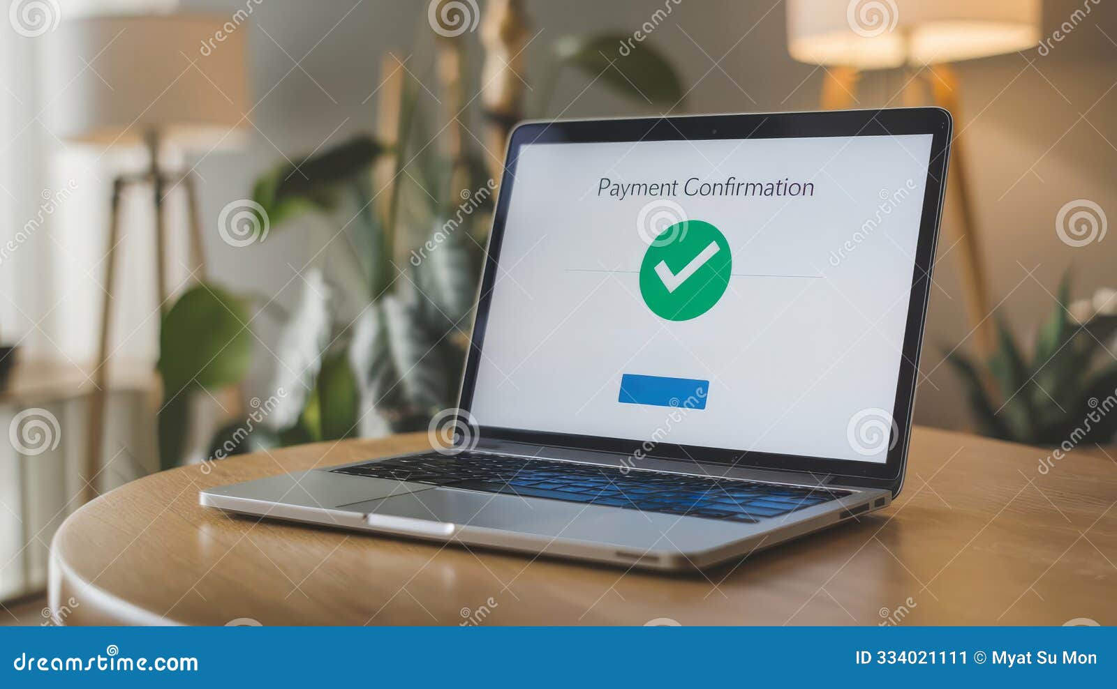 Payment Confirmation Displayed on Laptop Screen with Green Check Mark ...