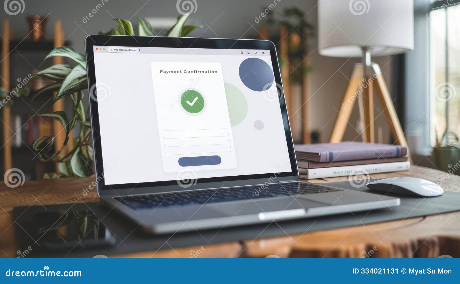 Payment Confirmation Displayed on Laptop Screen with Green Check Mark ...