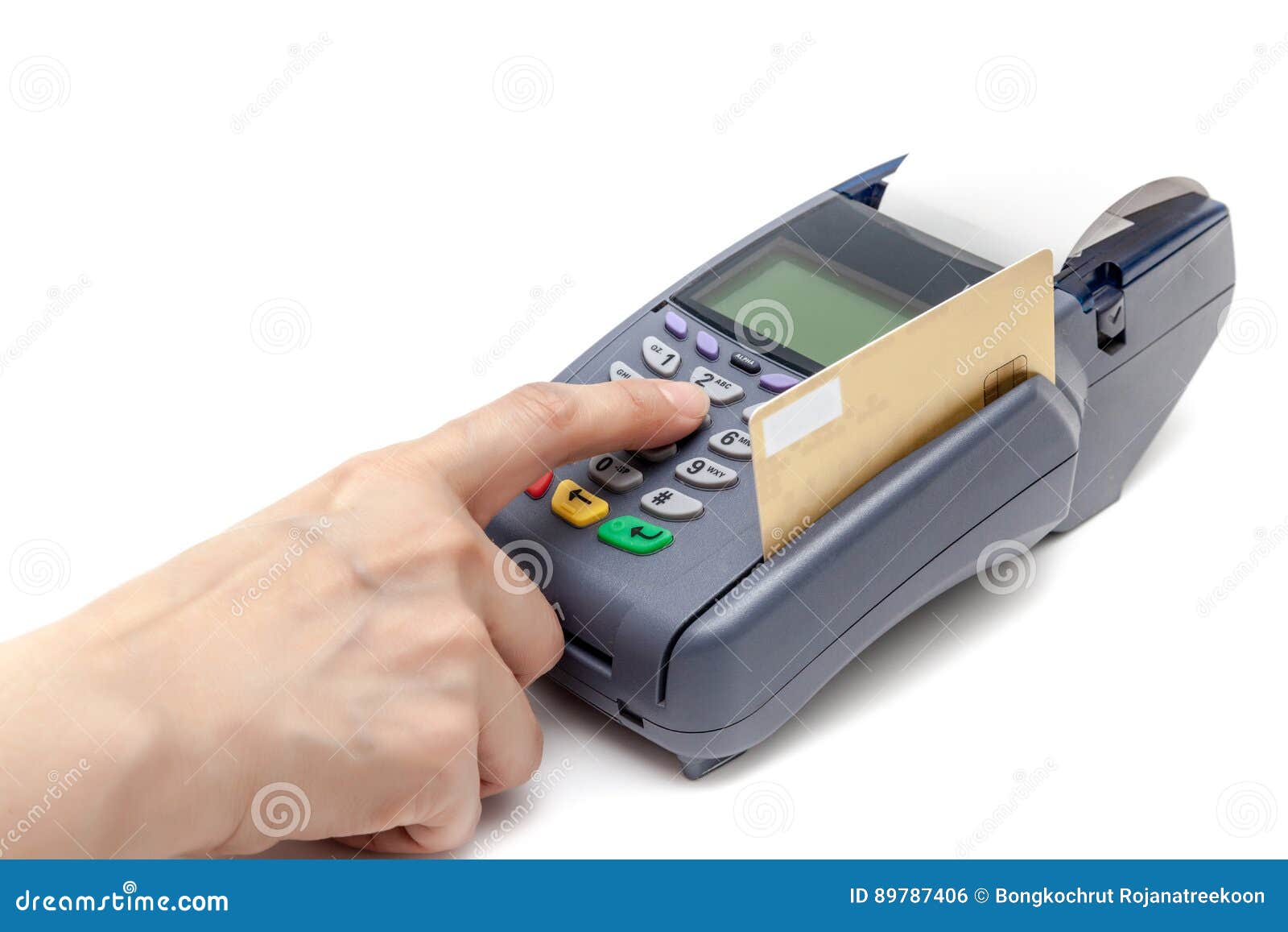 Payment by Credit Card Machine on White Background Stock Photo - Image ...