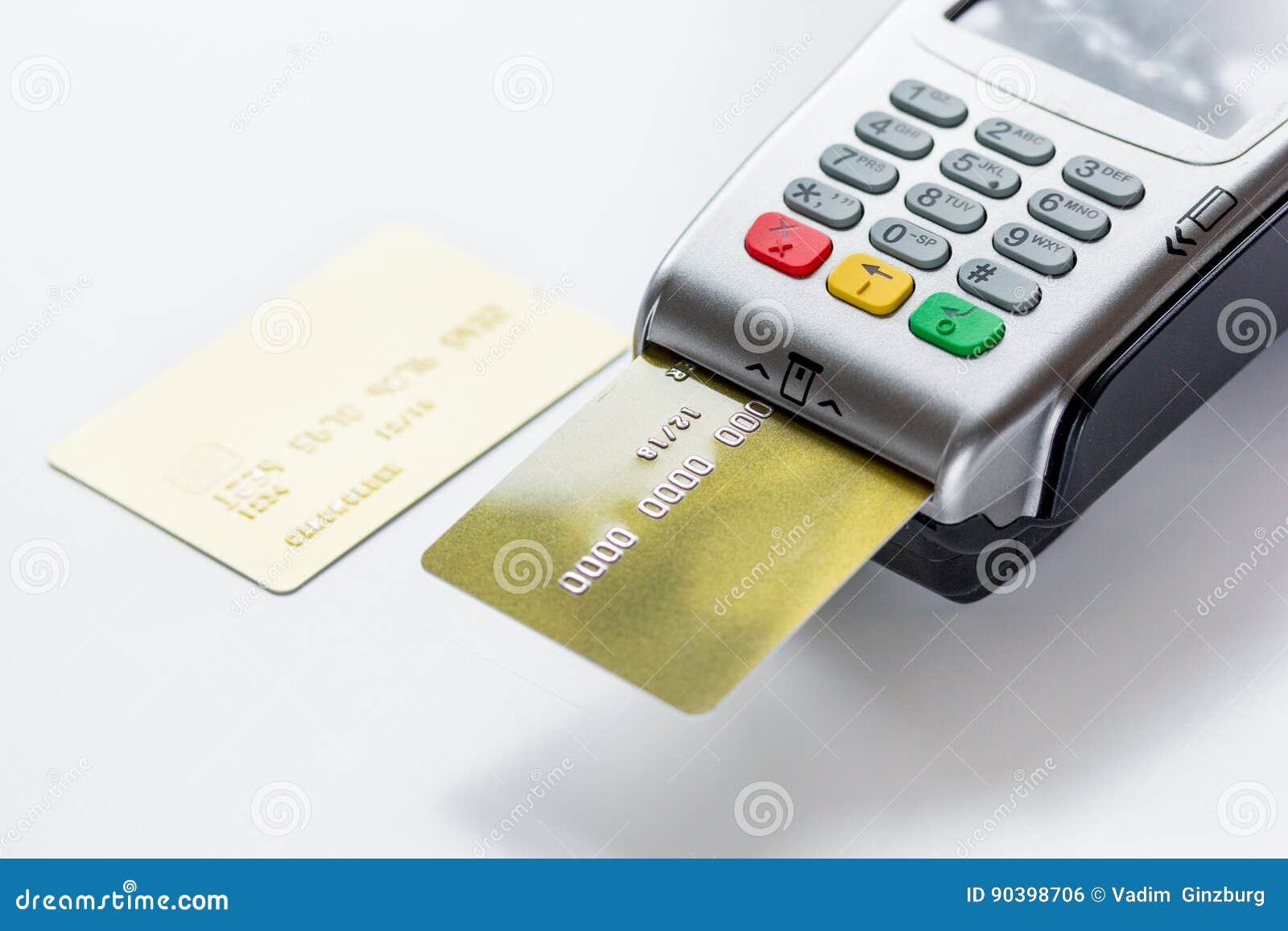 Payment with Credit Card through Terminal on White Background Stock ...