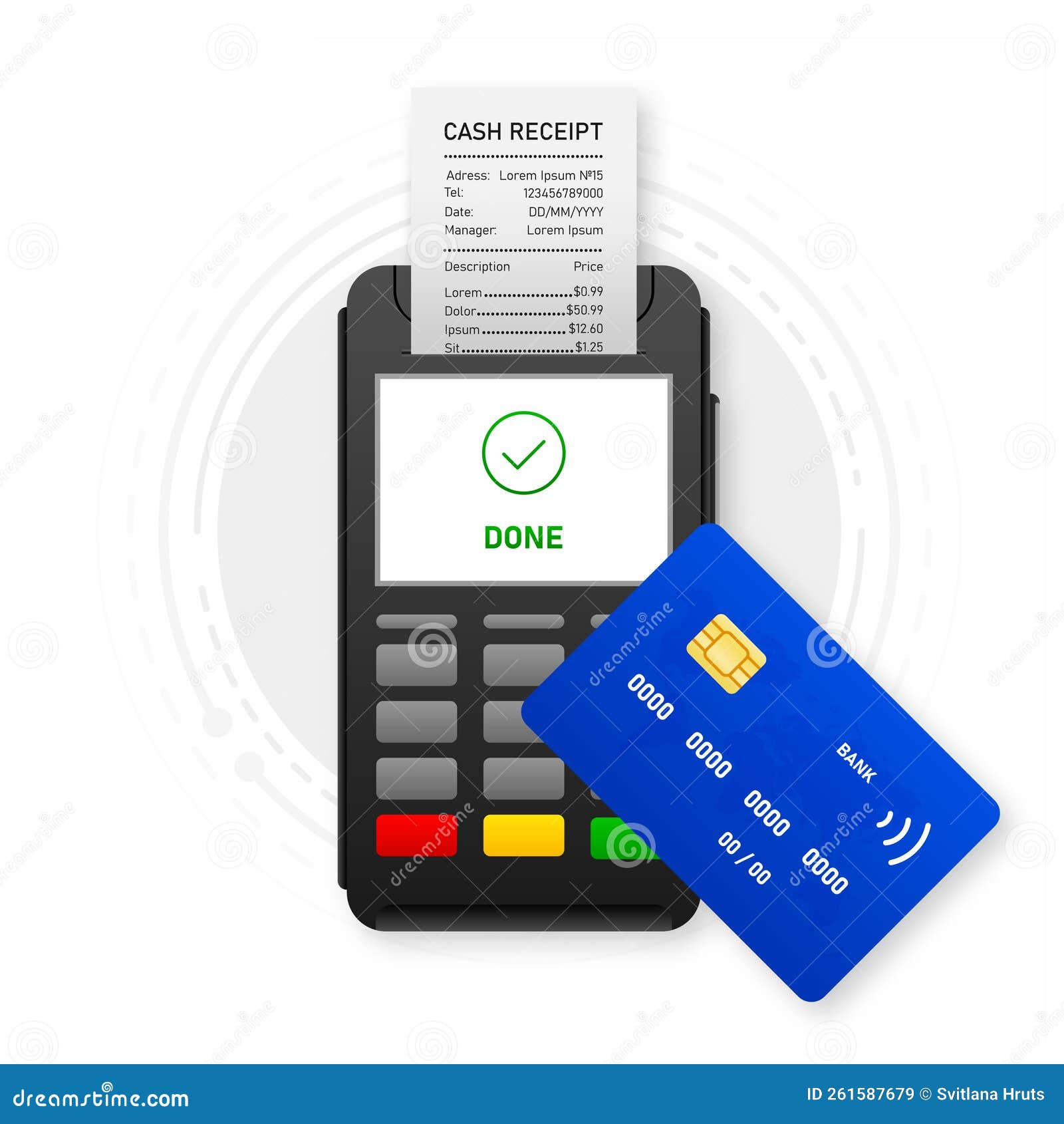 Payment by Credit Card Using Terminal, Approved Payment. NFC Card ...
