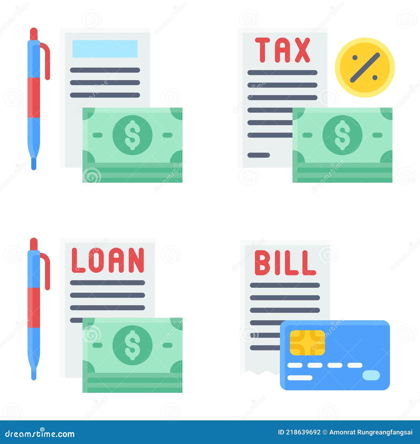 Payment Documents Icon Set Payment Related Vector Stock Vector ...