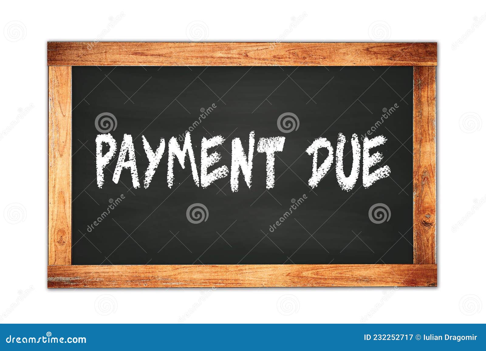 PAYMENT DUE Text Written on Wooden Frame School Blackboard Stock ...