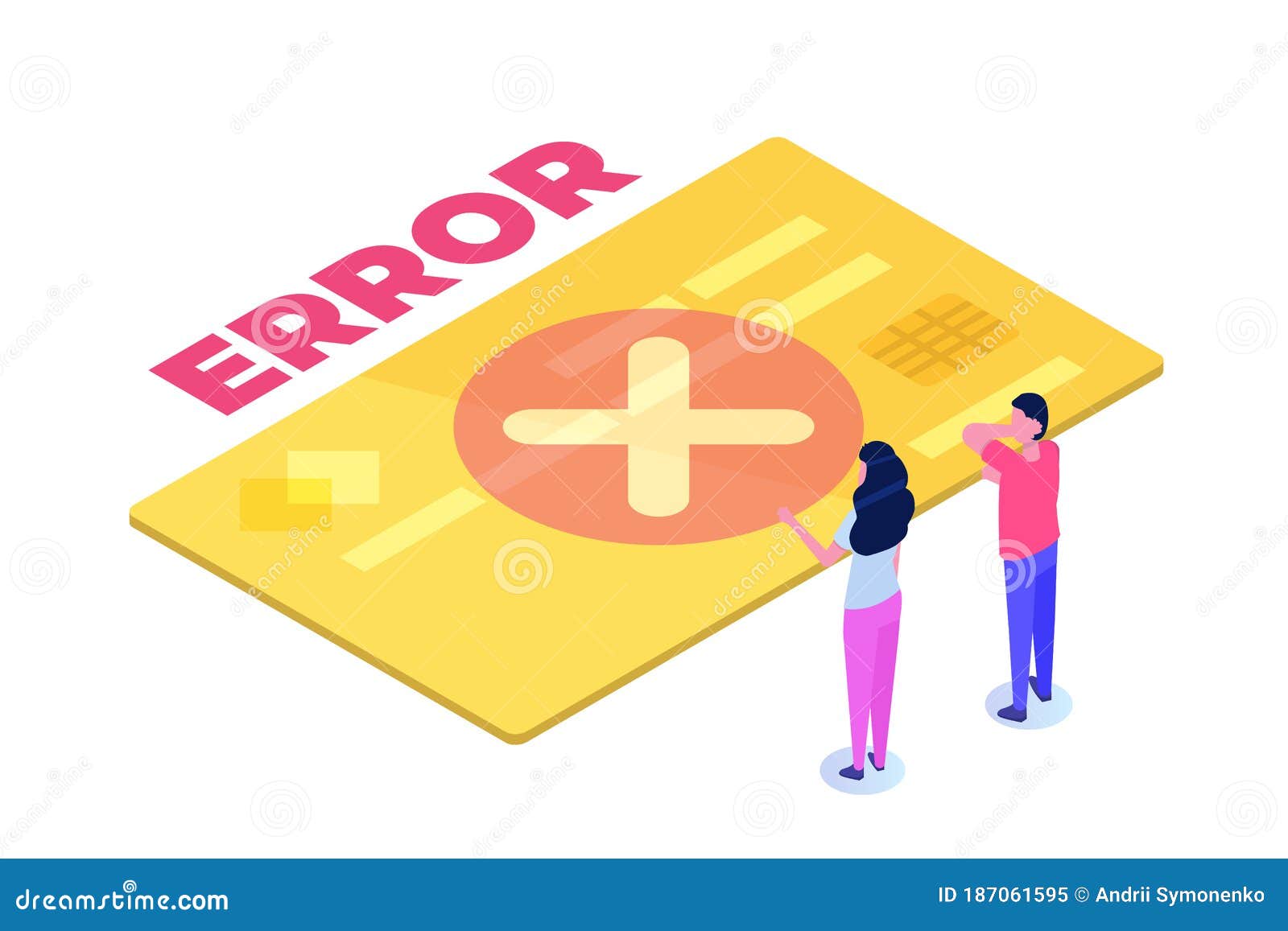 Payment Error Info Message Isometric Concept. Customer Cross Marks ...