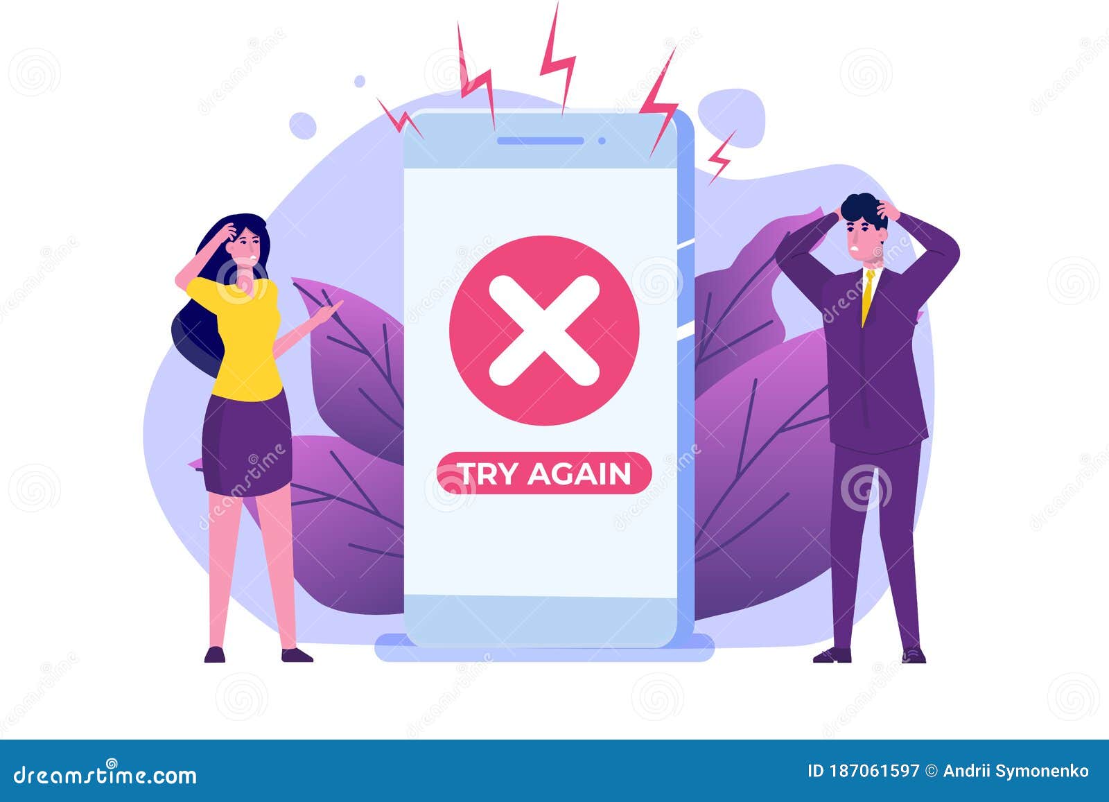 Payment Error Info Message on Smartphone. Customer Cross Marks Failure ...