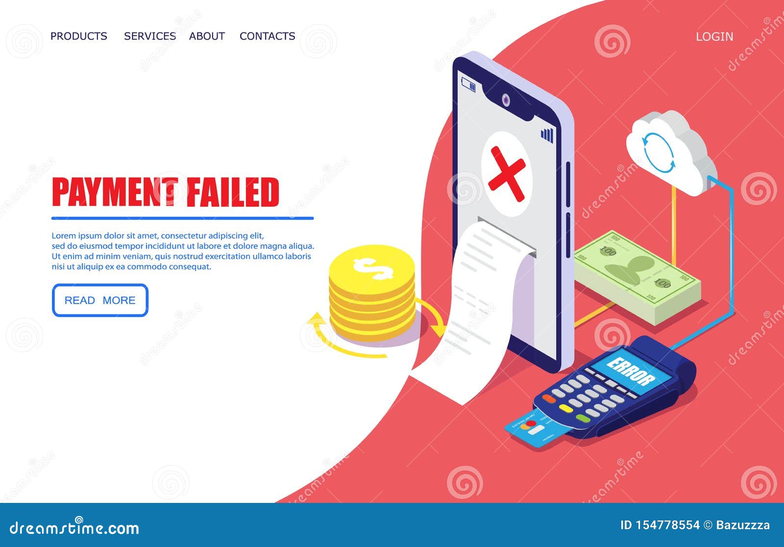Payment Failed Vector Website Landing Page Design Template ...